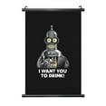 Bender Futurama Cartoon Black Plastic Shaft Hanging Poster Canvas Wall ...