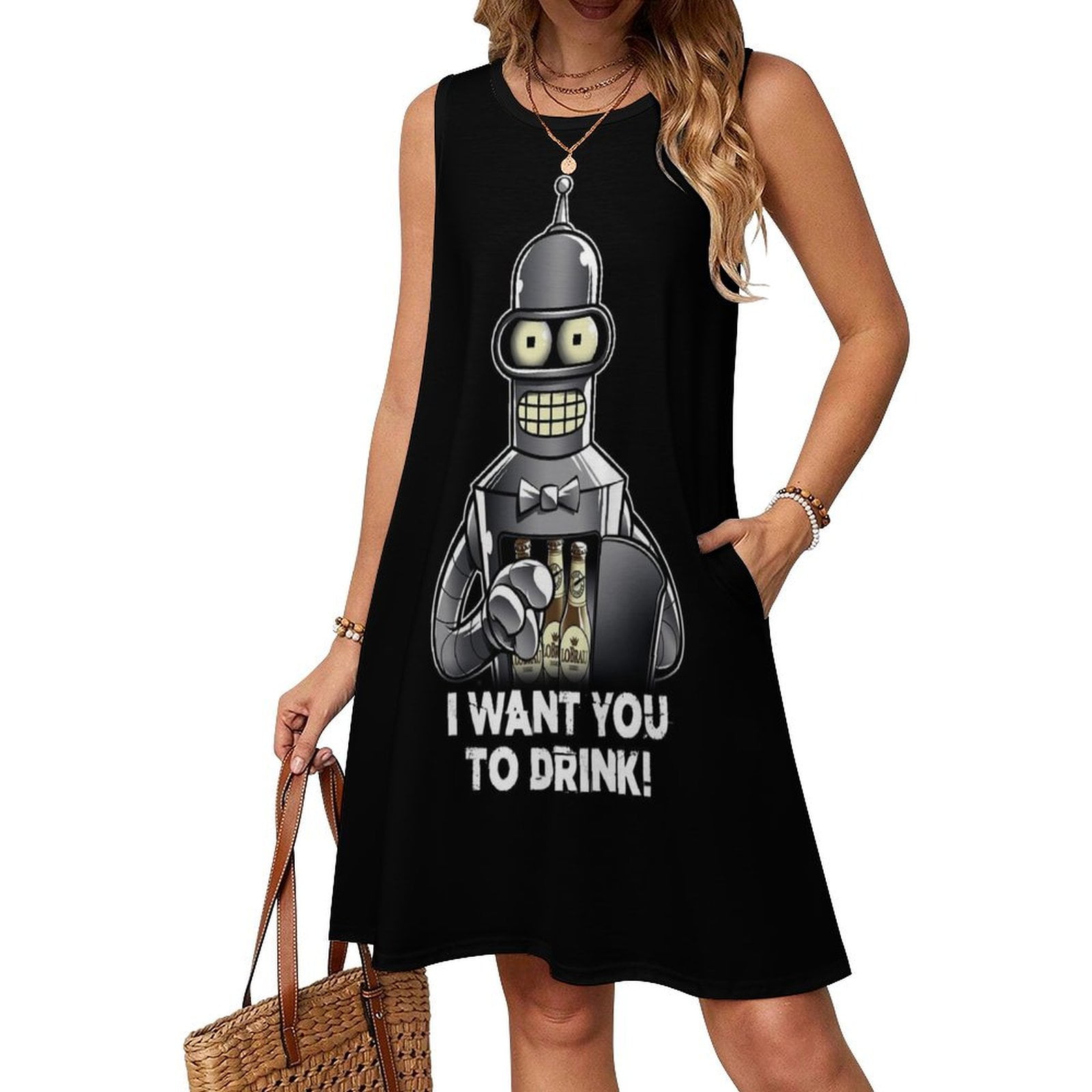 Bender Futurama Cartoon Sleeveless Dress For Womens Summer Novelty ...