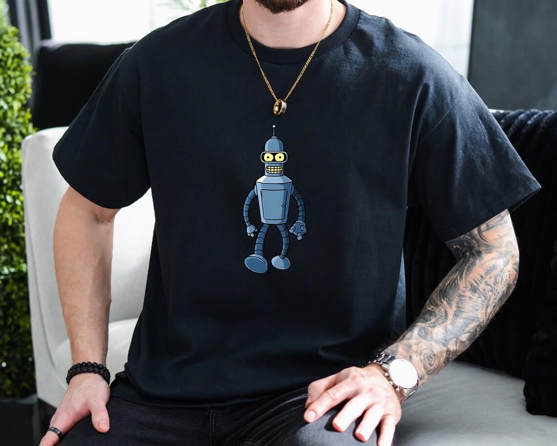 Bender Futurama Unisex T-shirt for Retro Cartoon Robot and Funny Sci Fi ...
