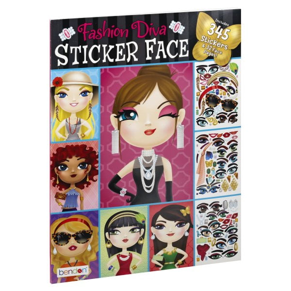 Bendon 42423 Fashion Diva Create-a-Face Sticker Book - Walmart.com