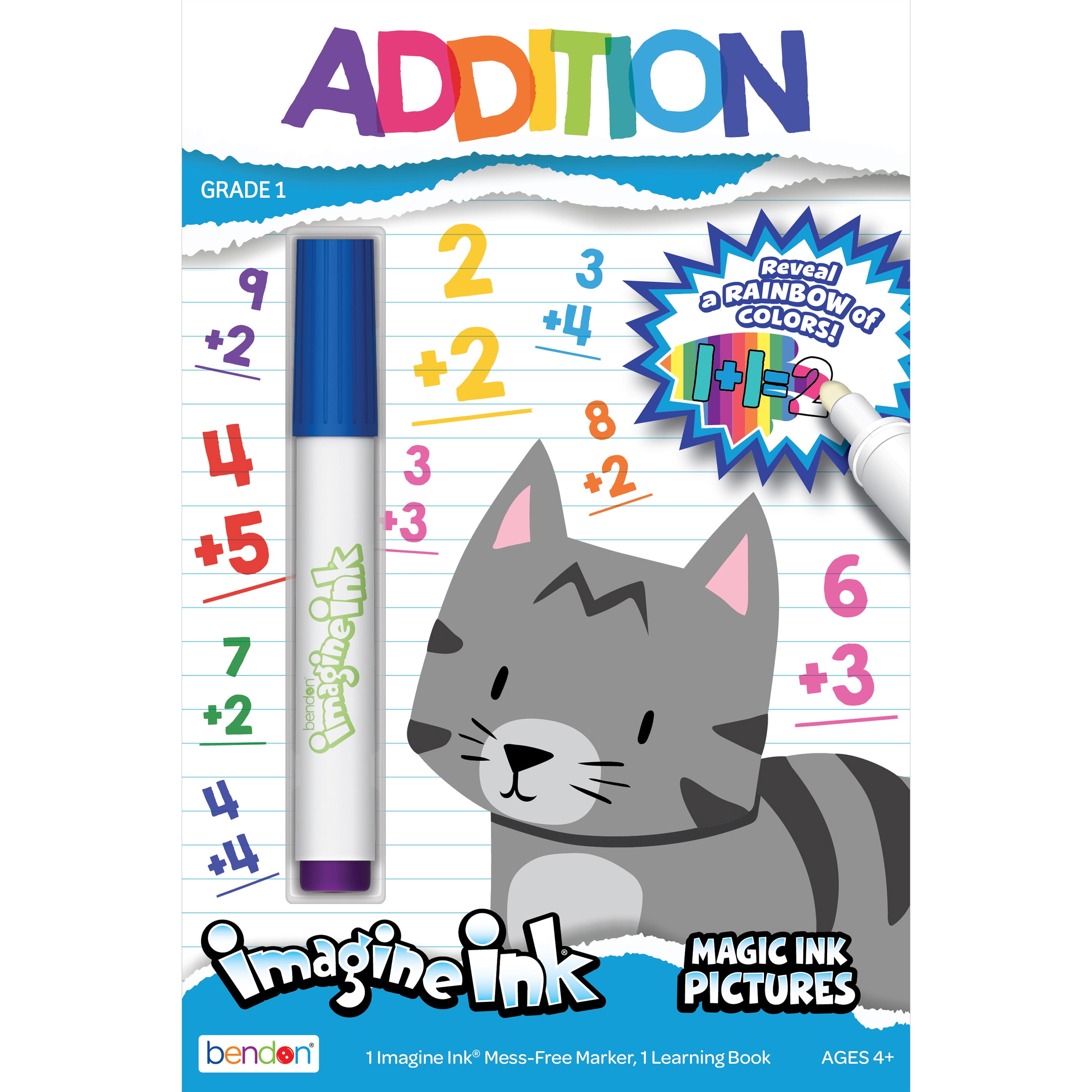 Bendon Addition Math Imagine Ink Workbook with Mess-Free Marker, 10 ...