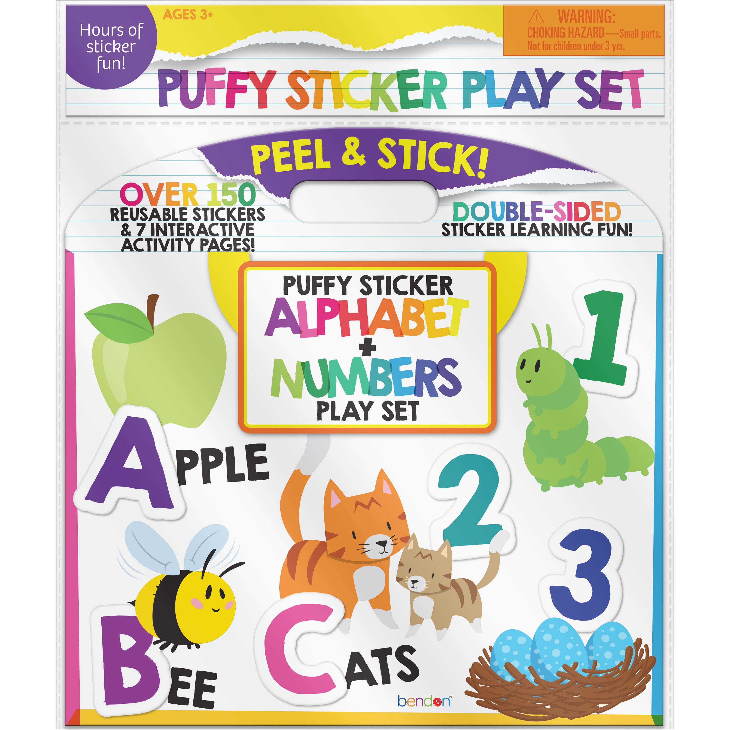Bendon Alphabet Letters and Numbers Puffy Sticker Learn and Play Set ...