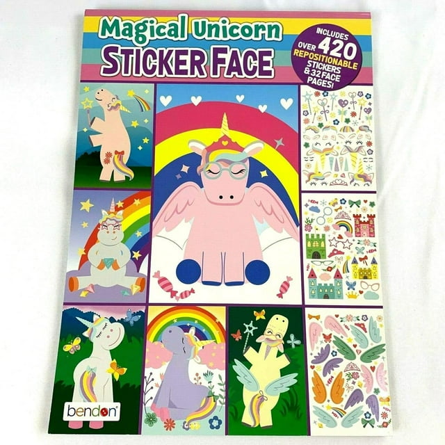 Bendon Magical Unicorn Sticker Face Book Rainbows Wands Arts & Crafts ...