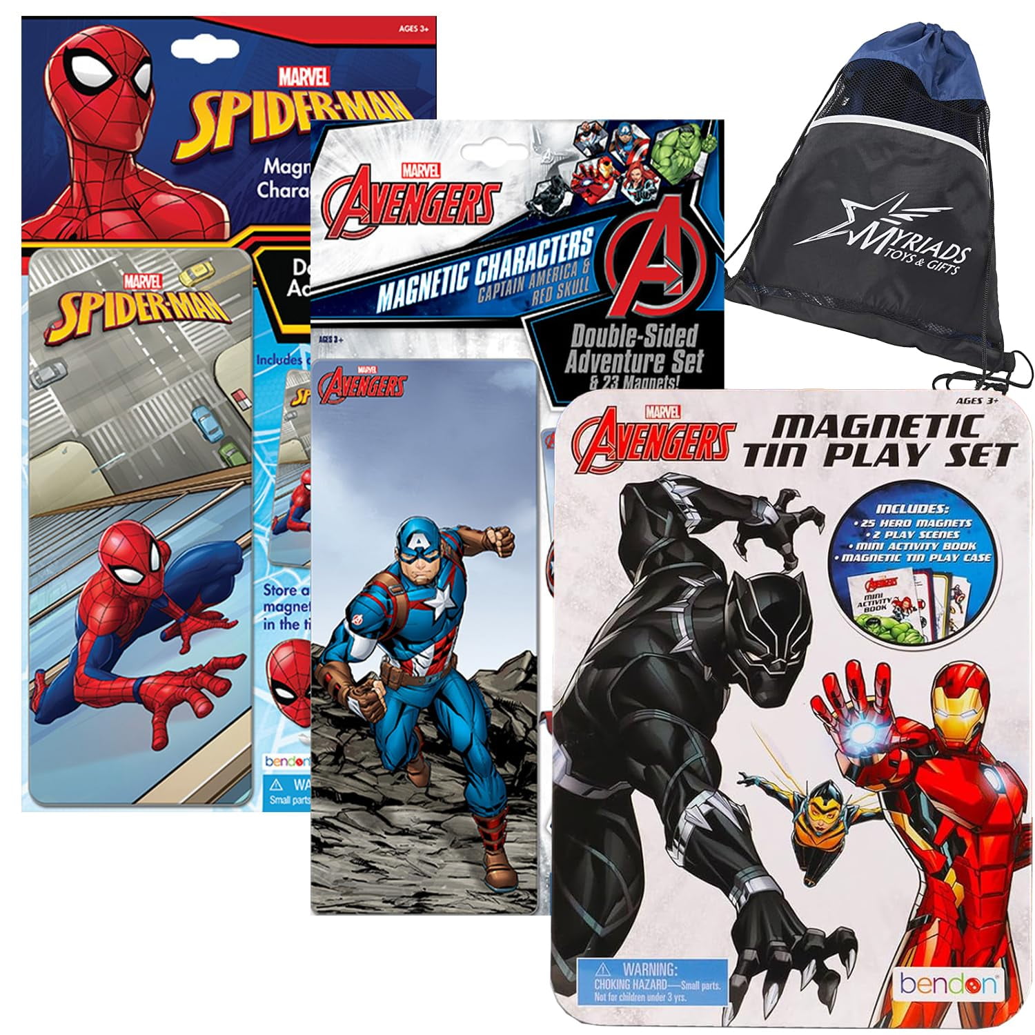 Bendon Magnetic Tin Figure Bundle: Superhero Adventures with Spider-Man ...
