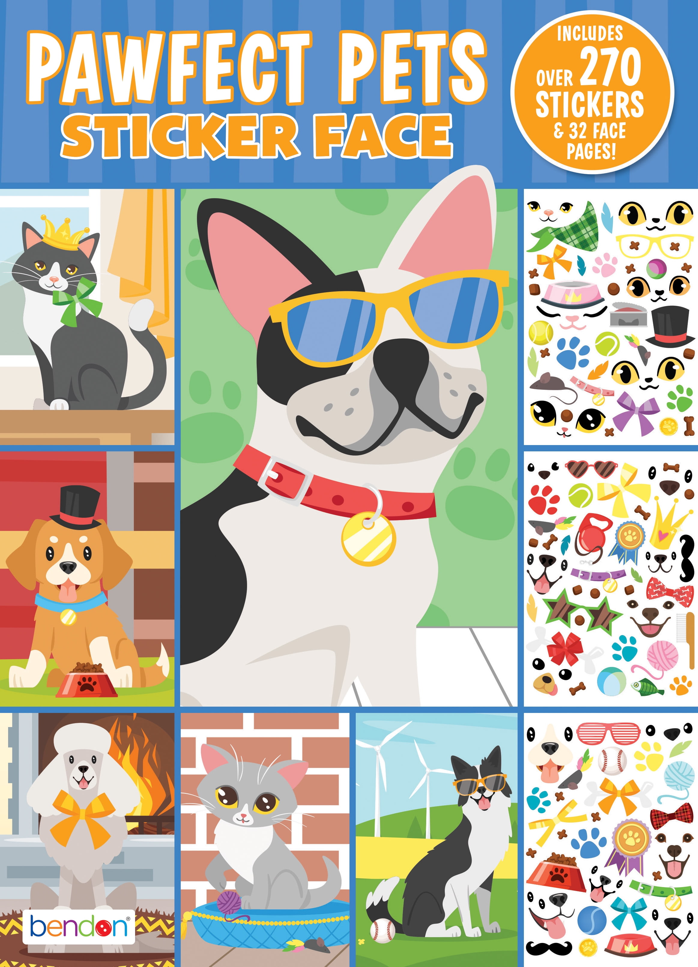 Bendon Pets Create a Face Sticker Activity Book, 32 Pages and 6 Sticker ...