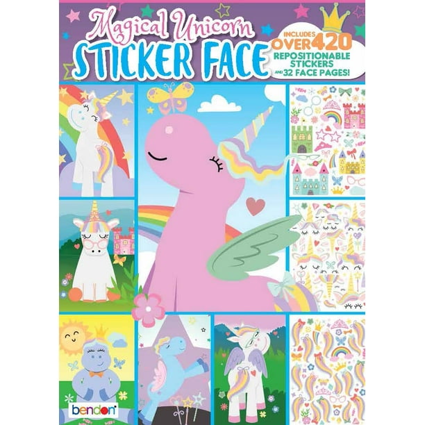 Bendon Publishing Unicorn Create A Face Sticker Activity Book, 32 Pages ...