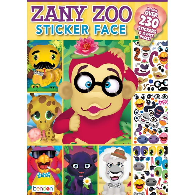 Bendon Publishing Zany Zoo Animals Create a Face Sticker Activity Book ...