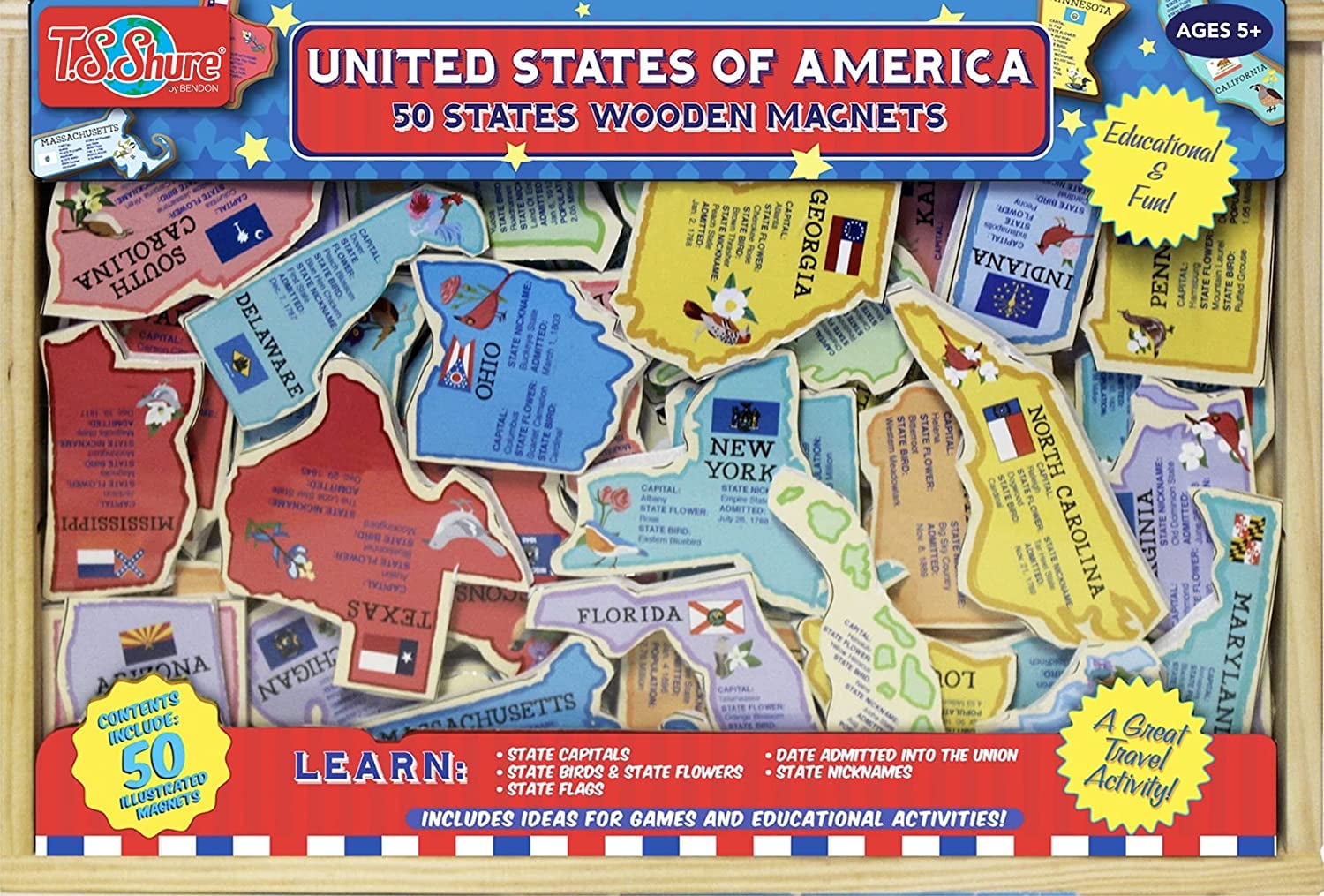 Bendon TS Shure United States USA Map 50-Piece Educational Wooden ...
