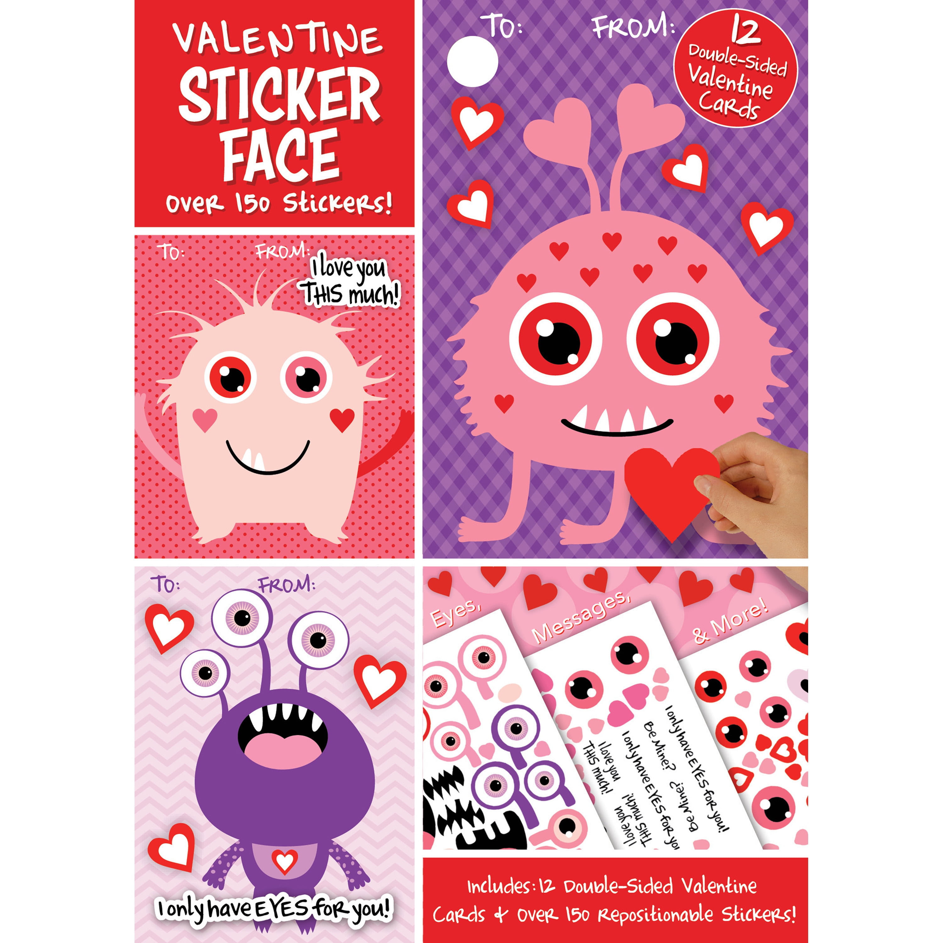 Bendon Valentine's Day Monsters Sticker Face Coloring Book, 24-pages ...