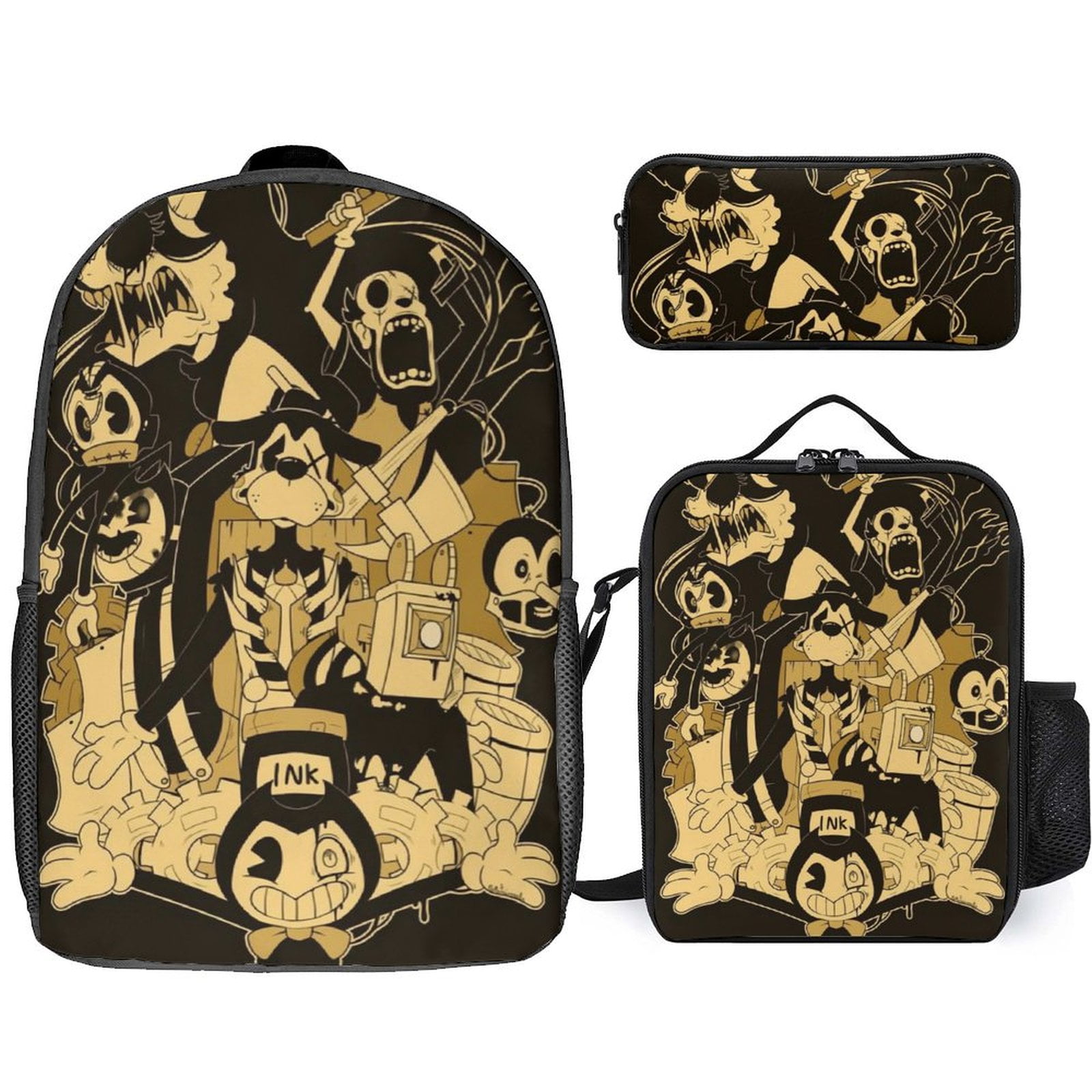Bendy And The Ink Machine Anime Print School Bag 3 Pcs Set, Backpack ...