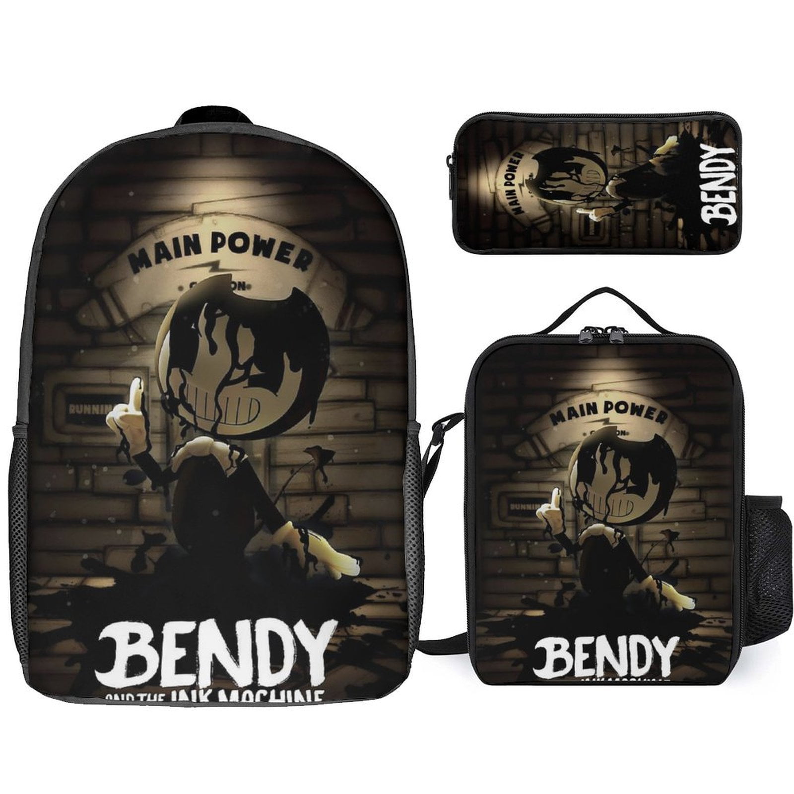 Bendy And The Ink Machine Backpacks 3 Piece Set Bookbag with Lunch Bag ...