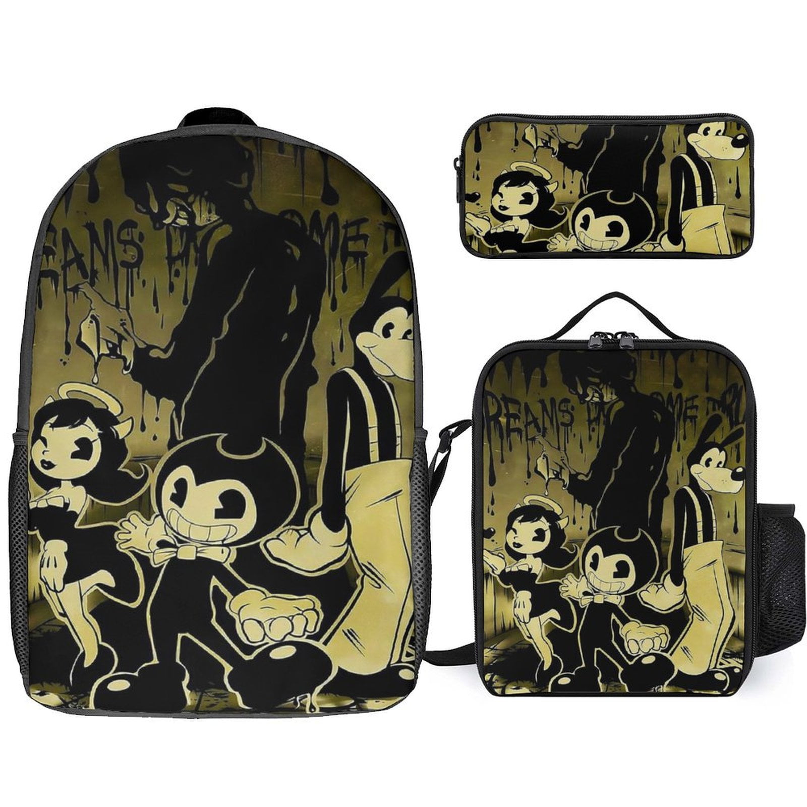 Bendy And The Ink Machine Backpacks 3 Piece Set Bookbag with Lunch Bag ...