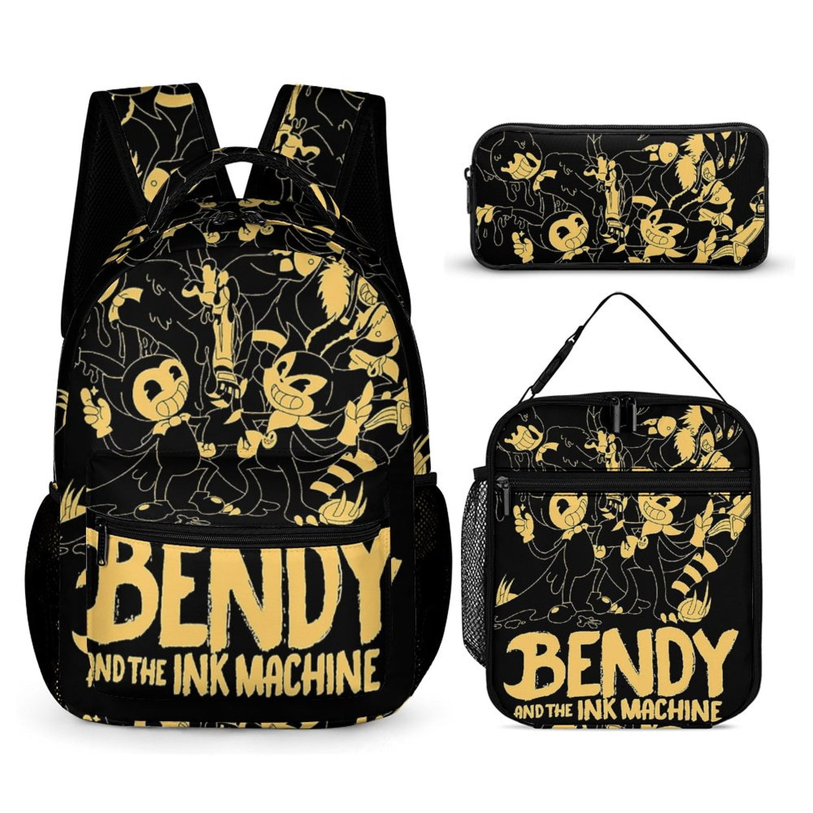 Bendy And The Ink Machine Backpacks 3 Piece Set Bookbag with Lunch Bag ...