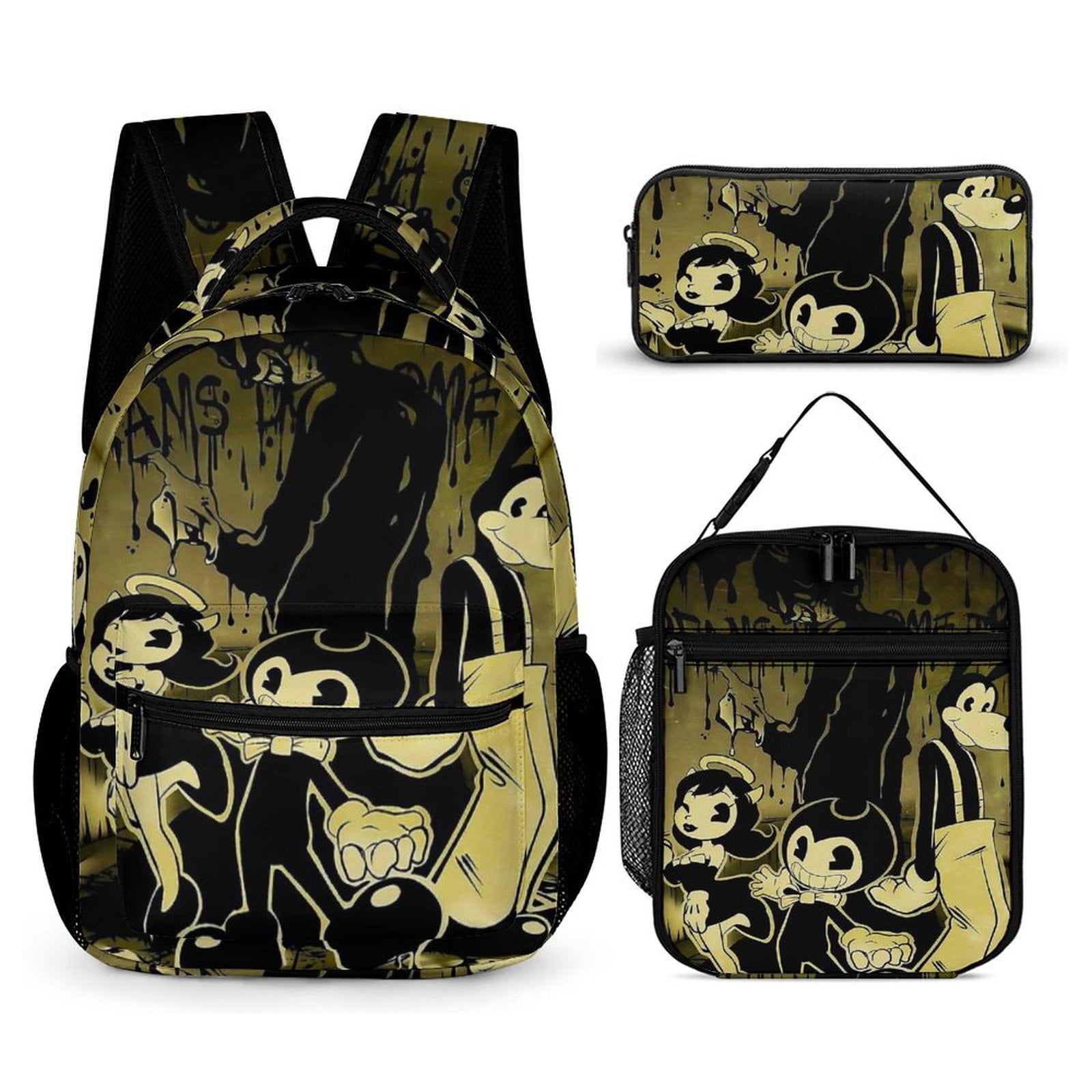Bendy And The Ink Machine Backpacks 3 Piece Set Bookbag with Lunch Bag ...
