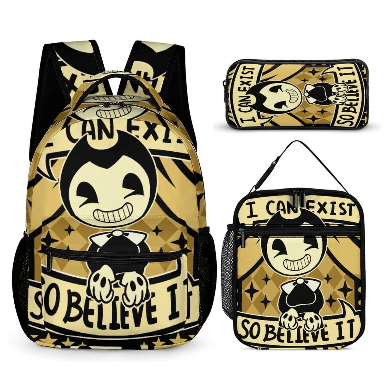 Bendy And The Ink Machine Backpacks 3 Piece Set Bookbag with Lunch Bag ...