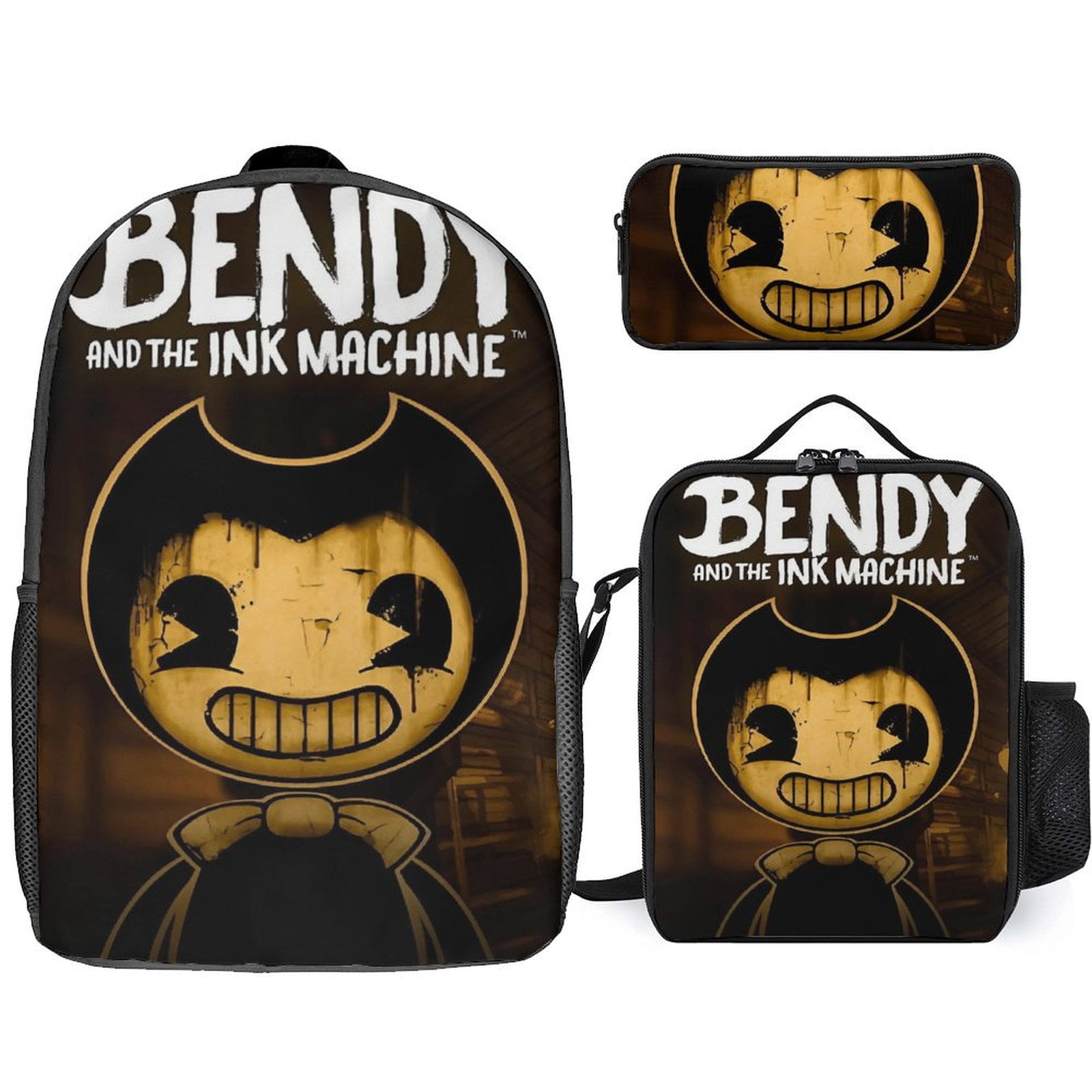 Bendy And The Ink Machine Backpacks 3 Piece Set Bookbag with Lunch Bag ...