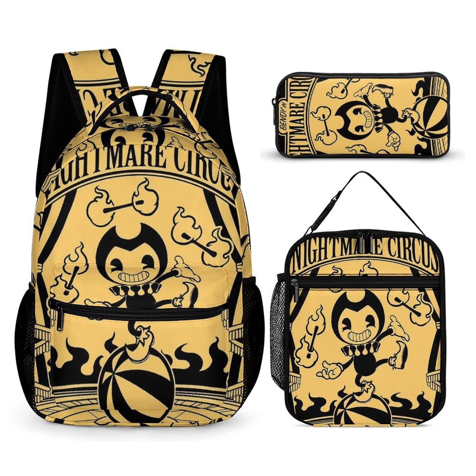 Bendy And The Ink Machine Backpacks 3 Piece Set Bookbag with Lunch Bag ...