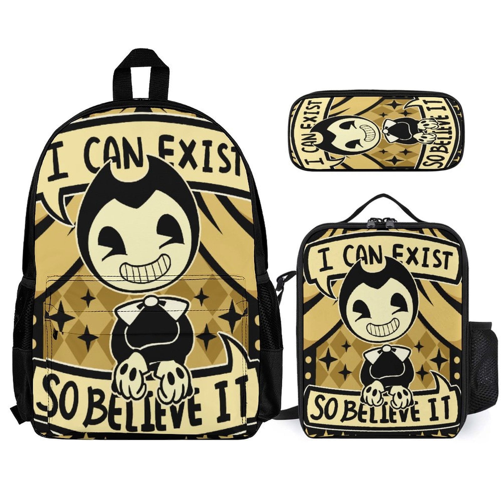 Bendy And The Ink Machine Backpacks 3 Piece Set Bookbag with Lunch Bag ...
