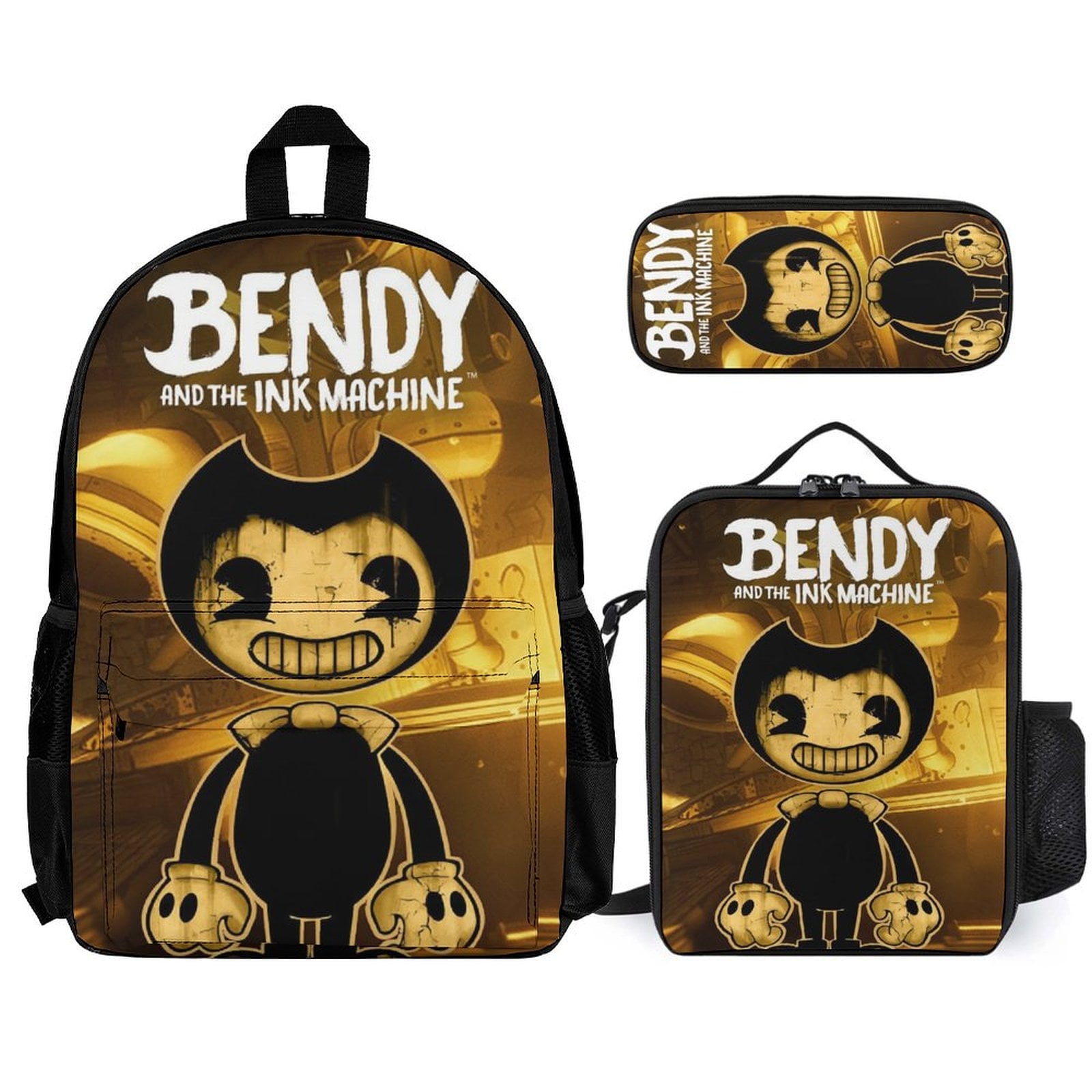 Bendy And The Ink Machine Backpacks 3 Piece Set Bookbag with Lunch Bag ...