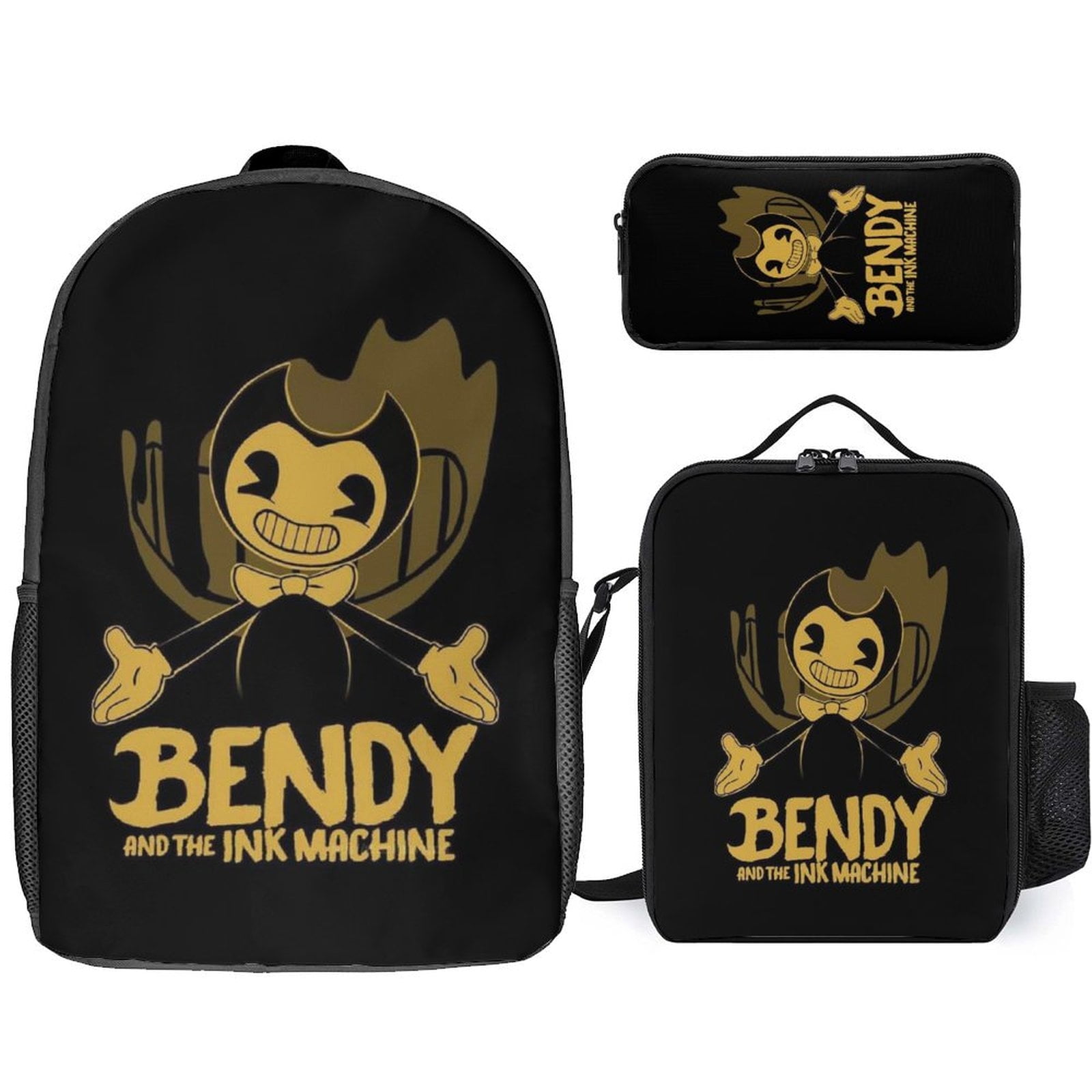 Bendy And The Ink Machine Backpacks 3 Piece Set Bookbag with Lunch Bag ...