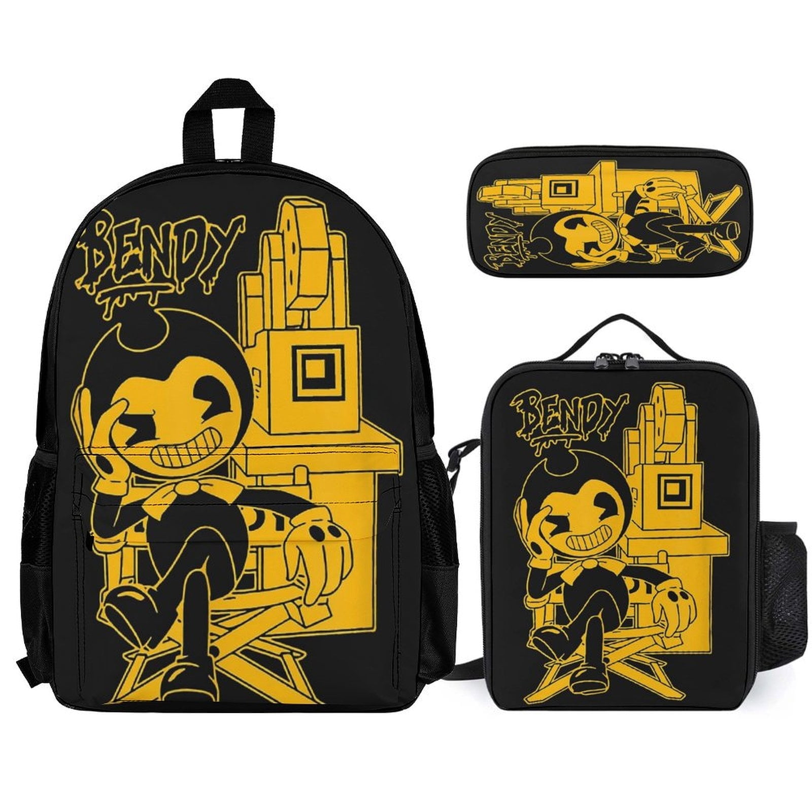 Bendy And The Ink Machine Backpacks 3 Piece Set Bookbag with Lunch Bag ...