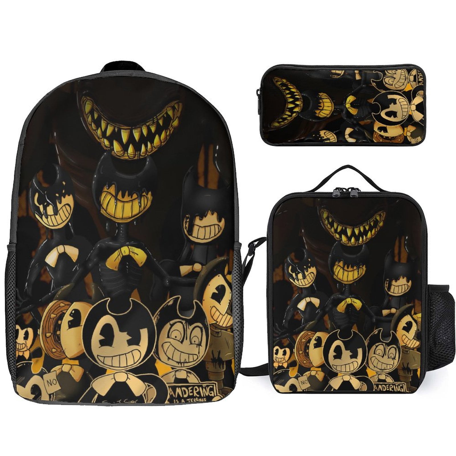 Bendy And The Ink Machine Backpacks 3 Piece Set Kids Bookbag School Bag ...