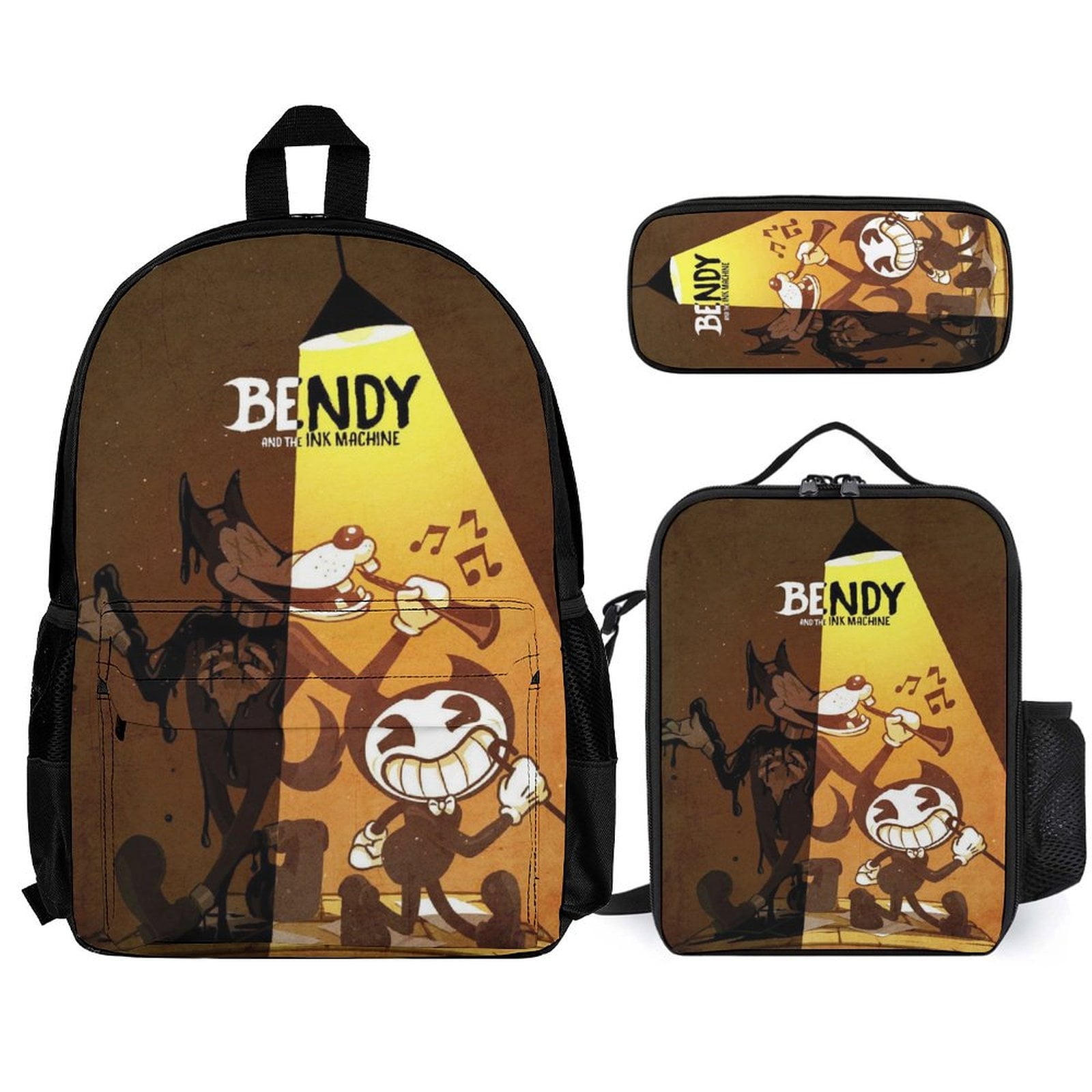 Bendy And The Ink Machine Backpacks 3 Piece Set Bookbag with Lunch Bag ...