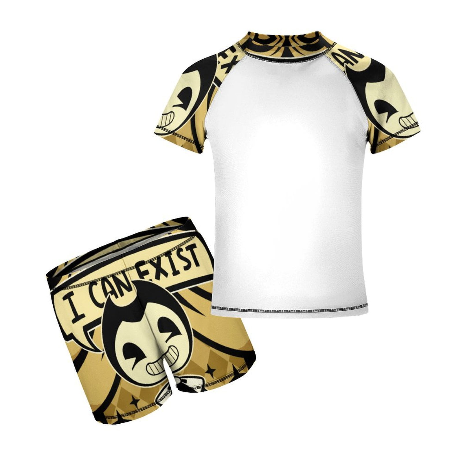 Bendy And The Ink Machine Boys 2-Piece Swimsuit Set, Short Sleeve Rash ...
