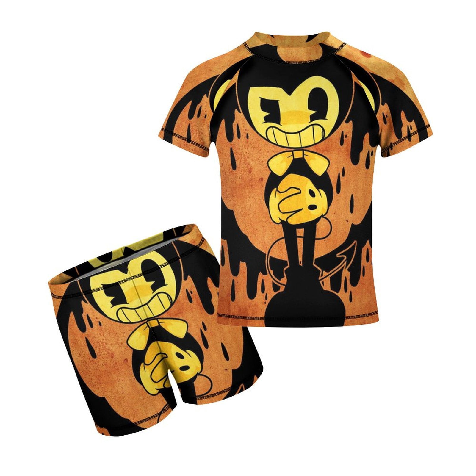 Bendy And The Ink Machine Boys Rash Guard Set 2 Piece Swimsuits Short ...