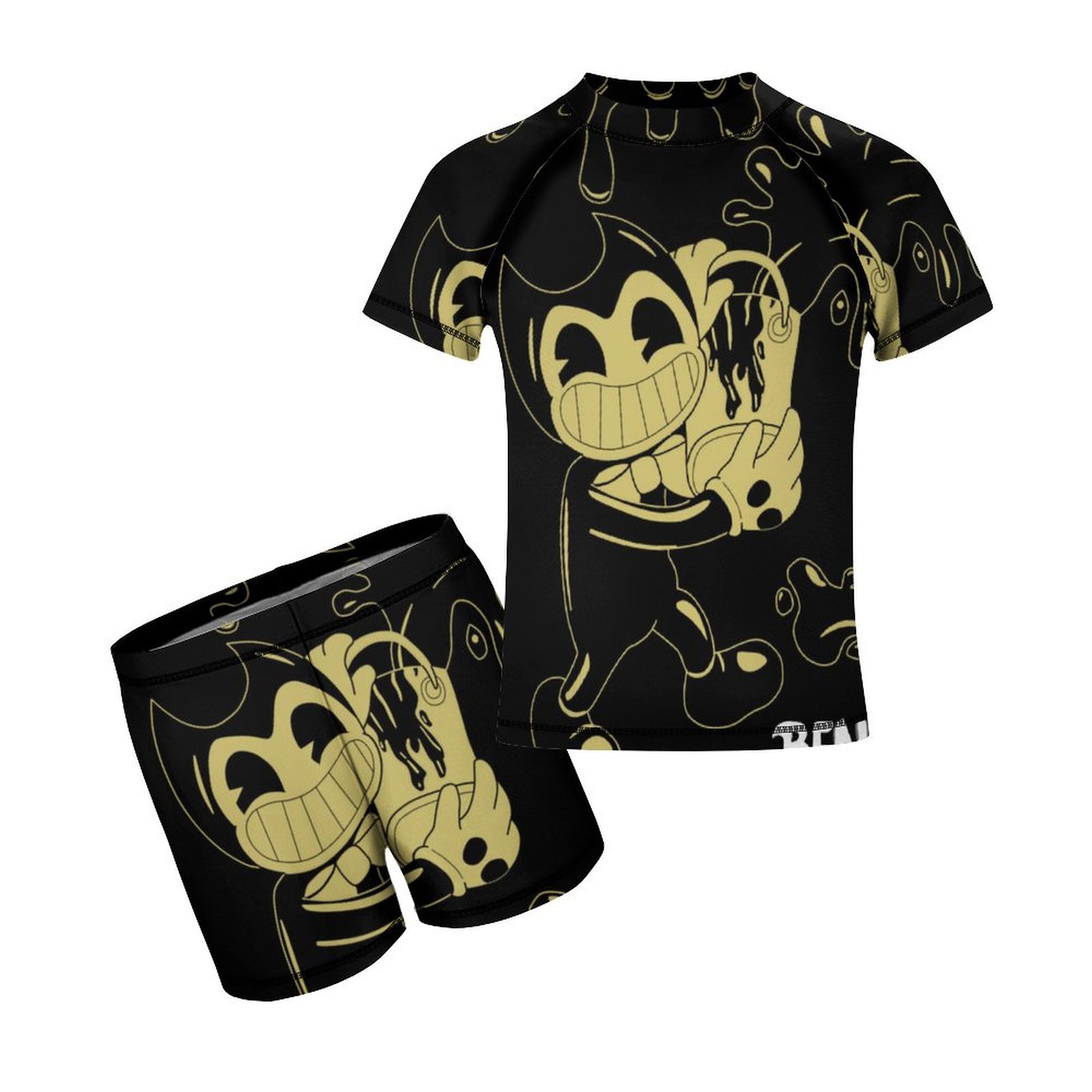 Bendy And The Ink Machine Boys Rash Guard Set 2 Piece Swimsuits Short ...