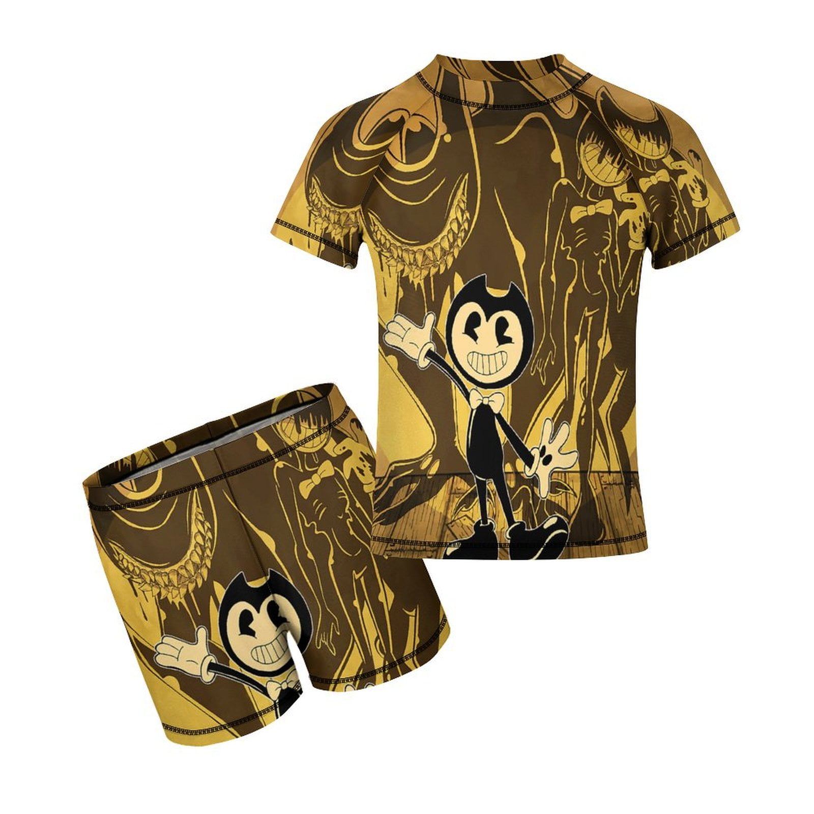 Bendy And The Ink Machine Boys Rash Guard Set 2 Piece Swimsuits Short ...