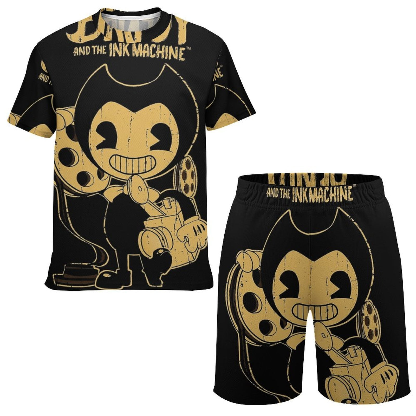 Bendy And The Ink Machine Boys Short Sleeve Mesh T-Shirt And Shorts ...