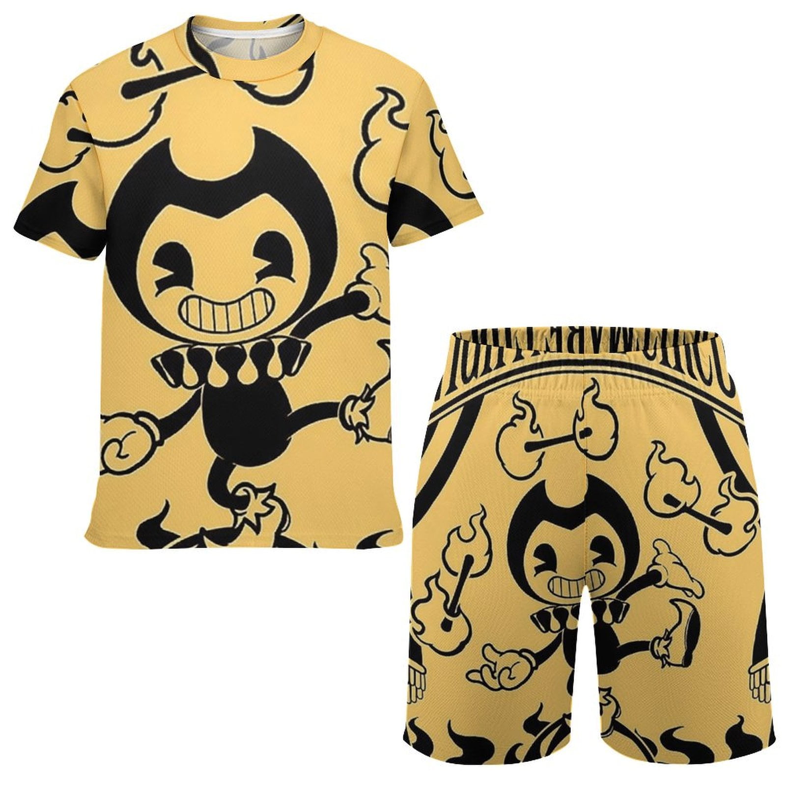 Bendy And The Ink Machine Boys Short Sleeve Mesh T-Shirt And Shorts ...