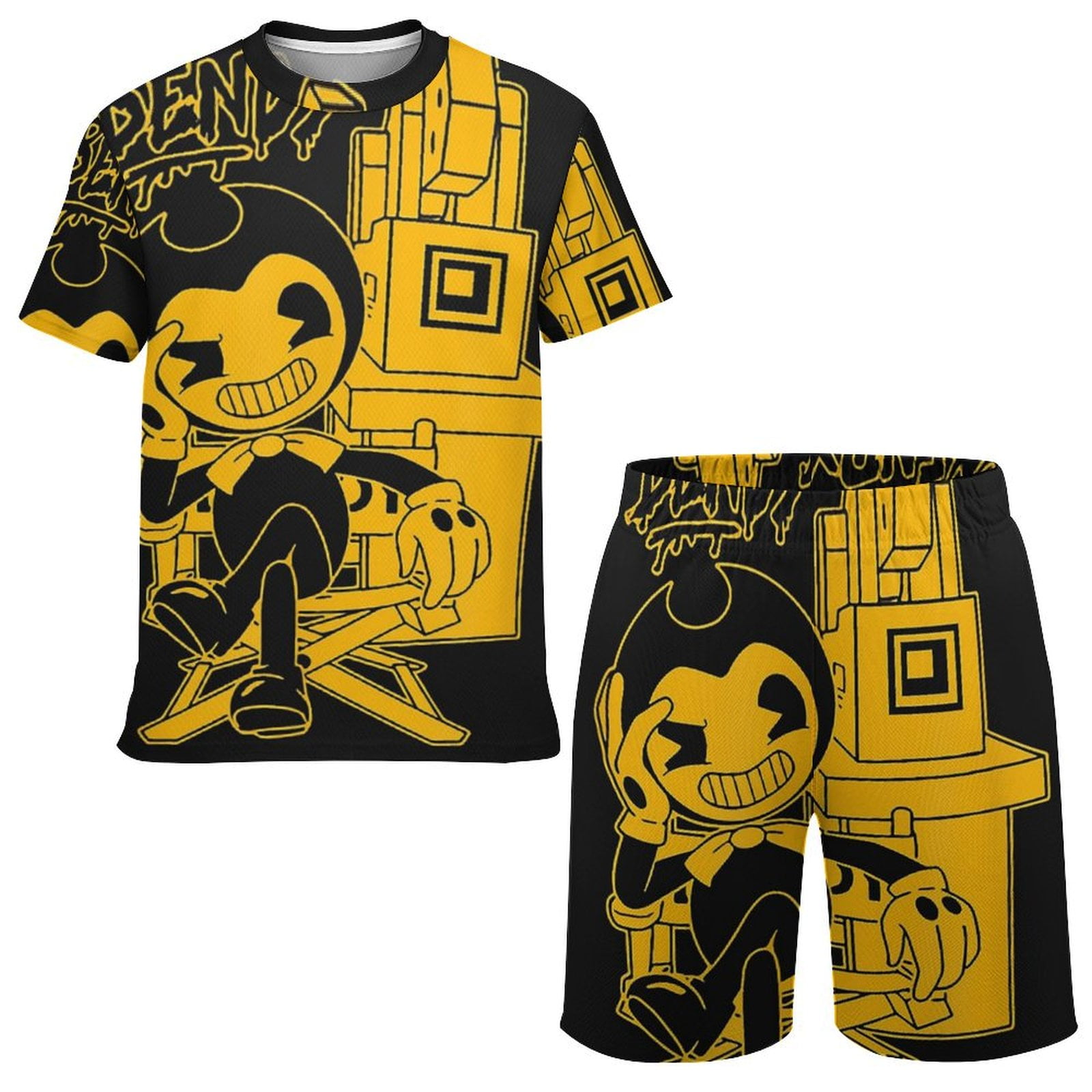 Bendy And The Ink Machine Boys Short Sleeve Mesh T-Shirt And Shorts ...
