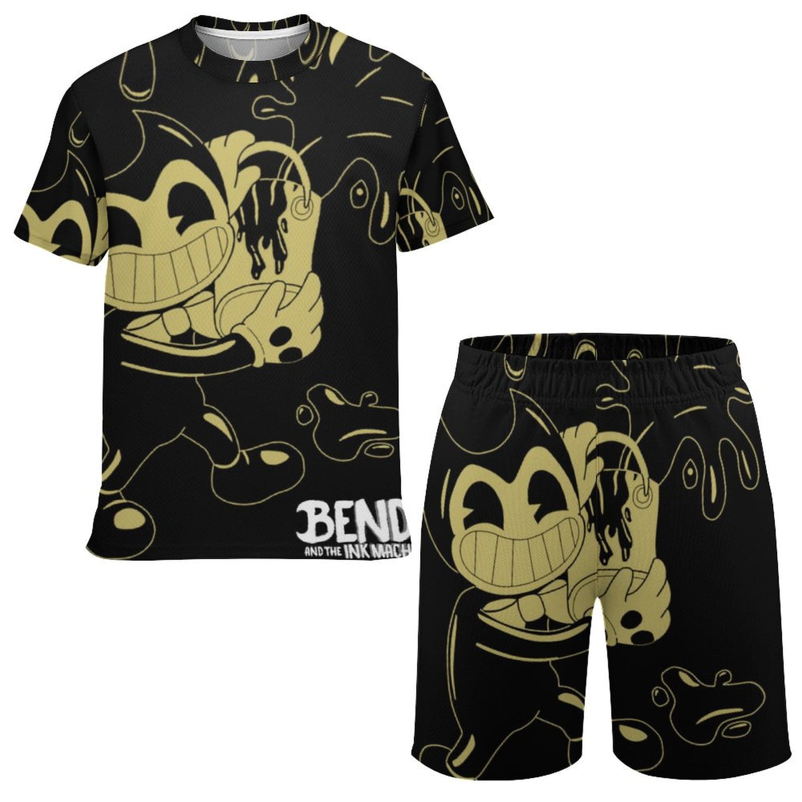 Bendy And The Ink Machine Boys Short Sleeve Mesh T-Shirt And Shorts ...