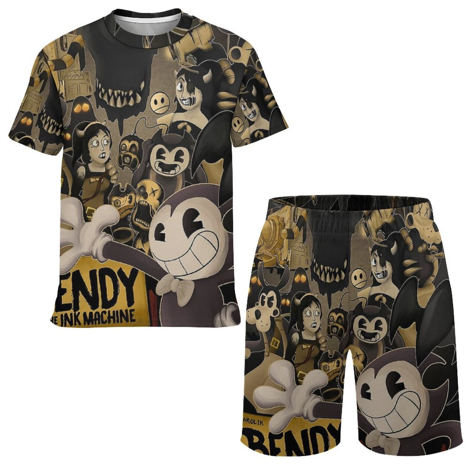 Bendy And The Ink Machine Boys Short Sleeve Mesh T-Shirt And Shorts ...