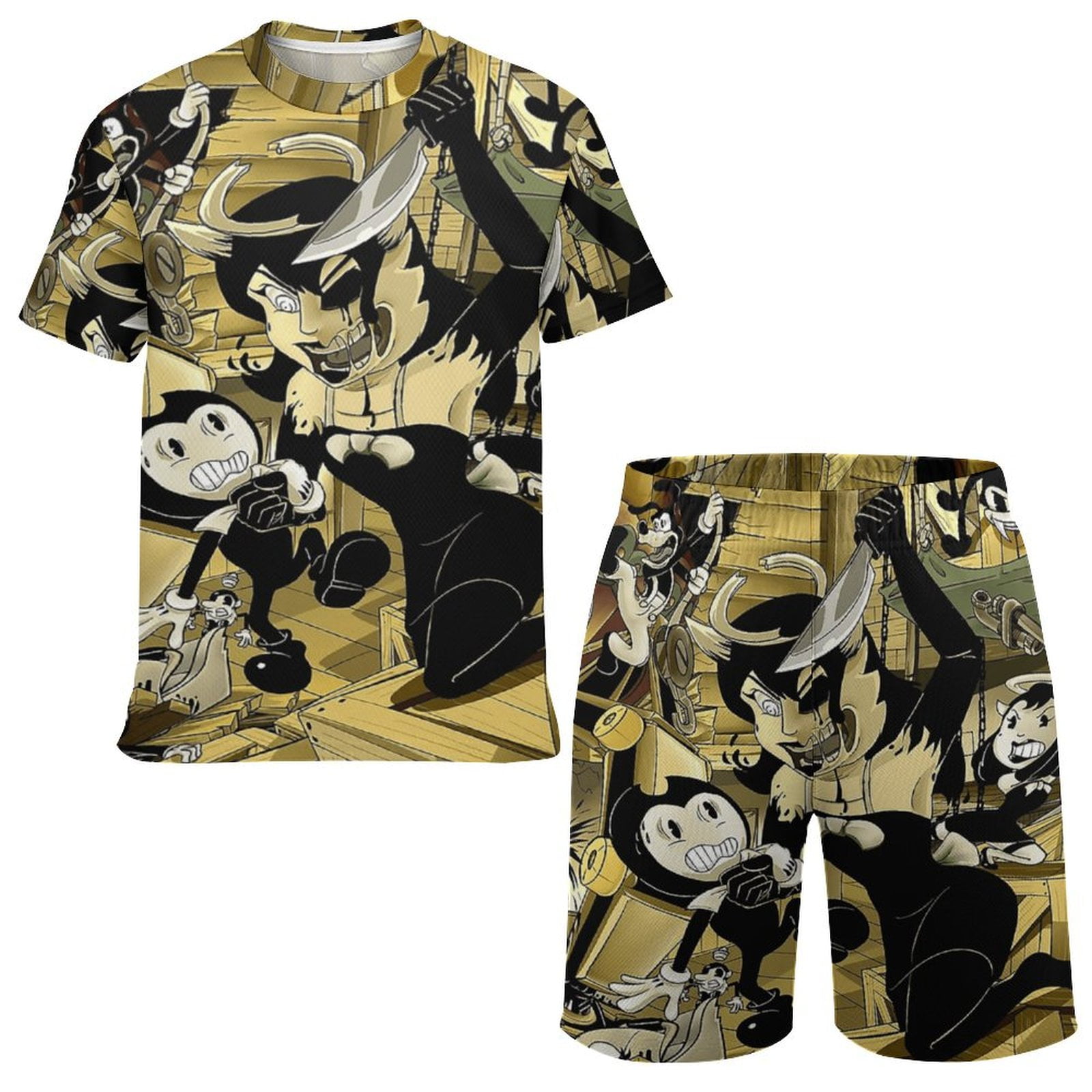 Bendy And The Ink Machine Boys Short Sleeve Mesh T-Shirt And Shorts ...