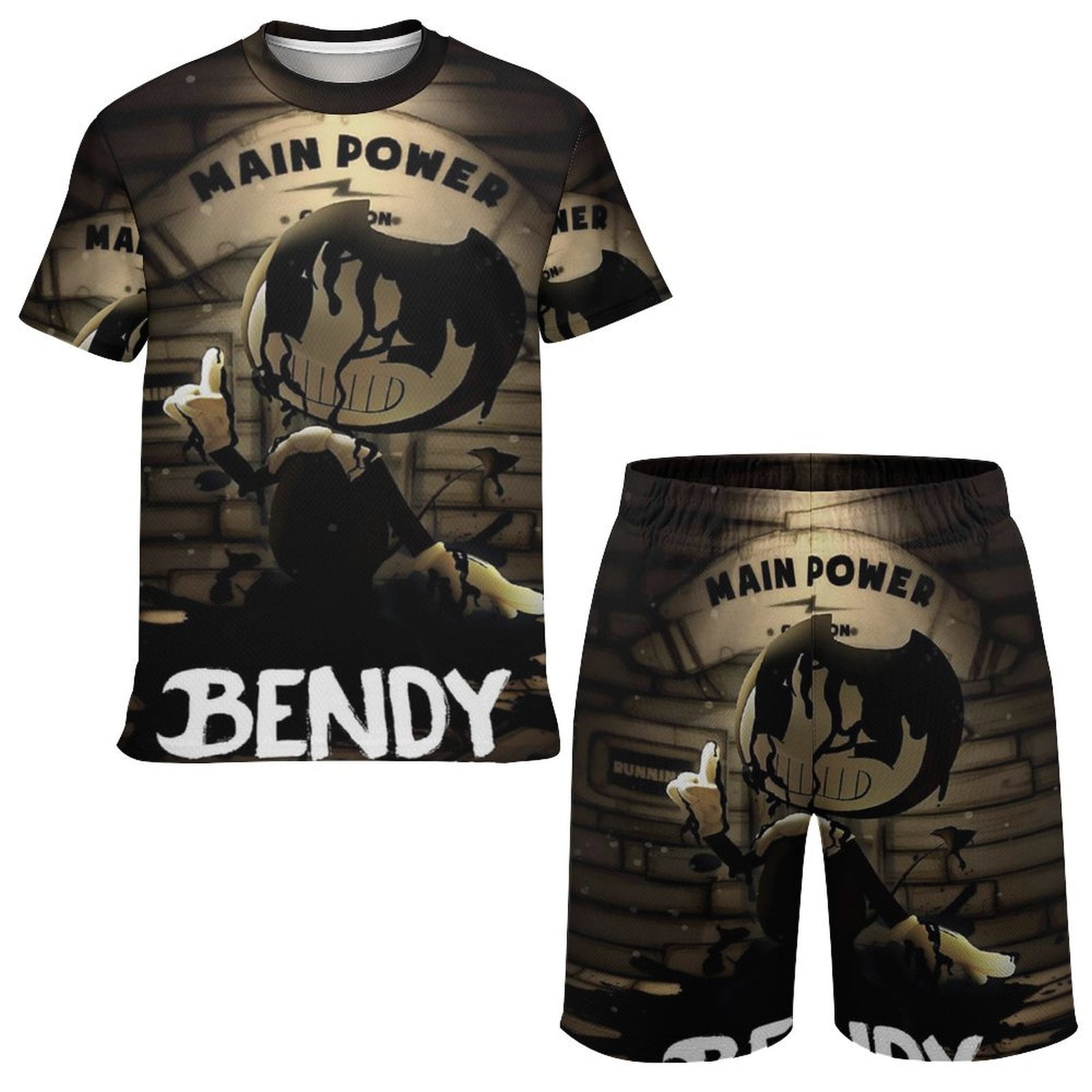 Bendy And The Ink Machine Boys Short Sleeve Mesh T-Shirt And Shorts ...