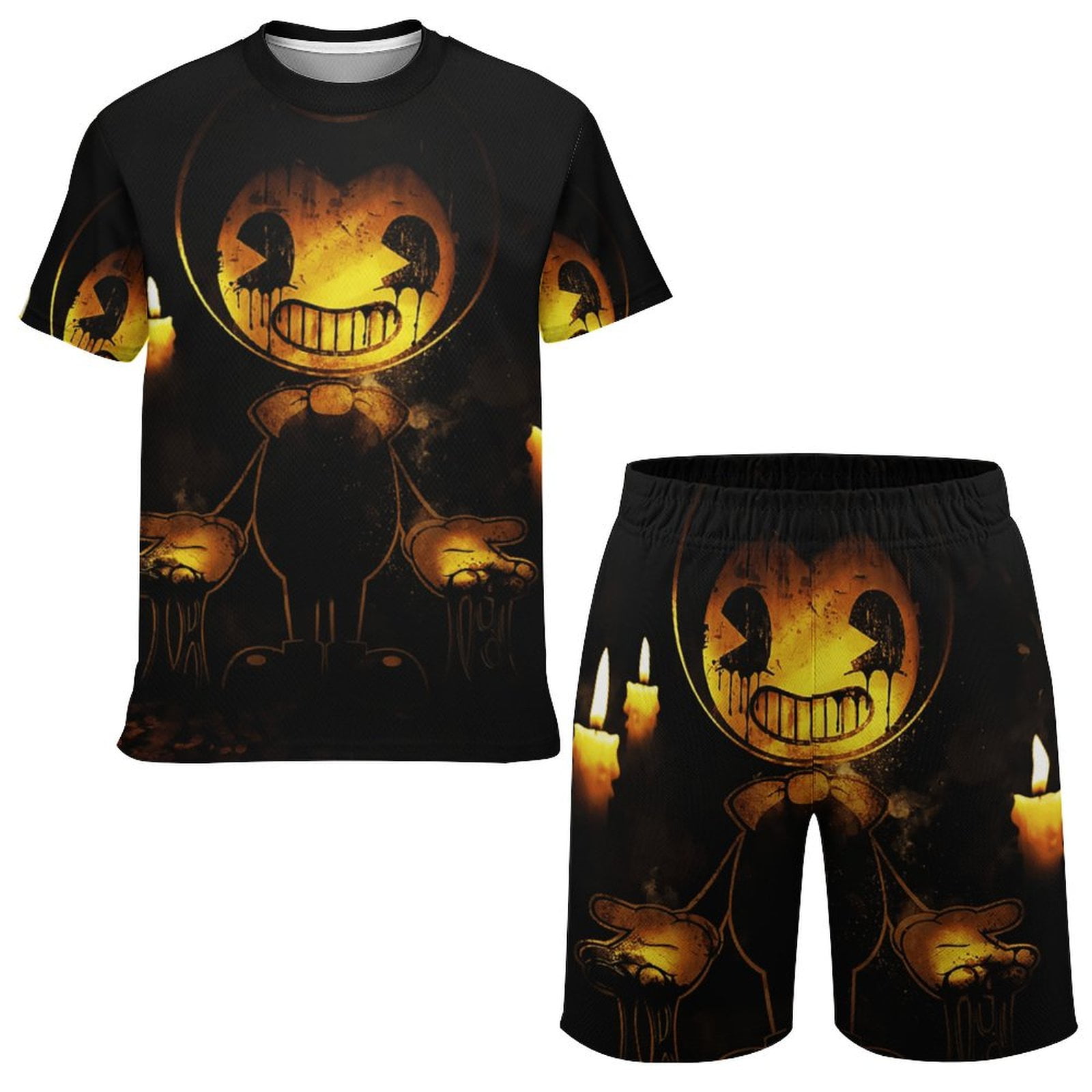 Bendy And The Ink Machine Boys Short Sleeve Mesh T-Shirt And Shorts ...