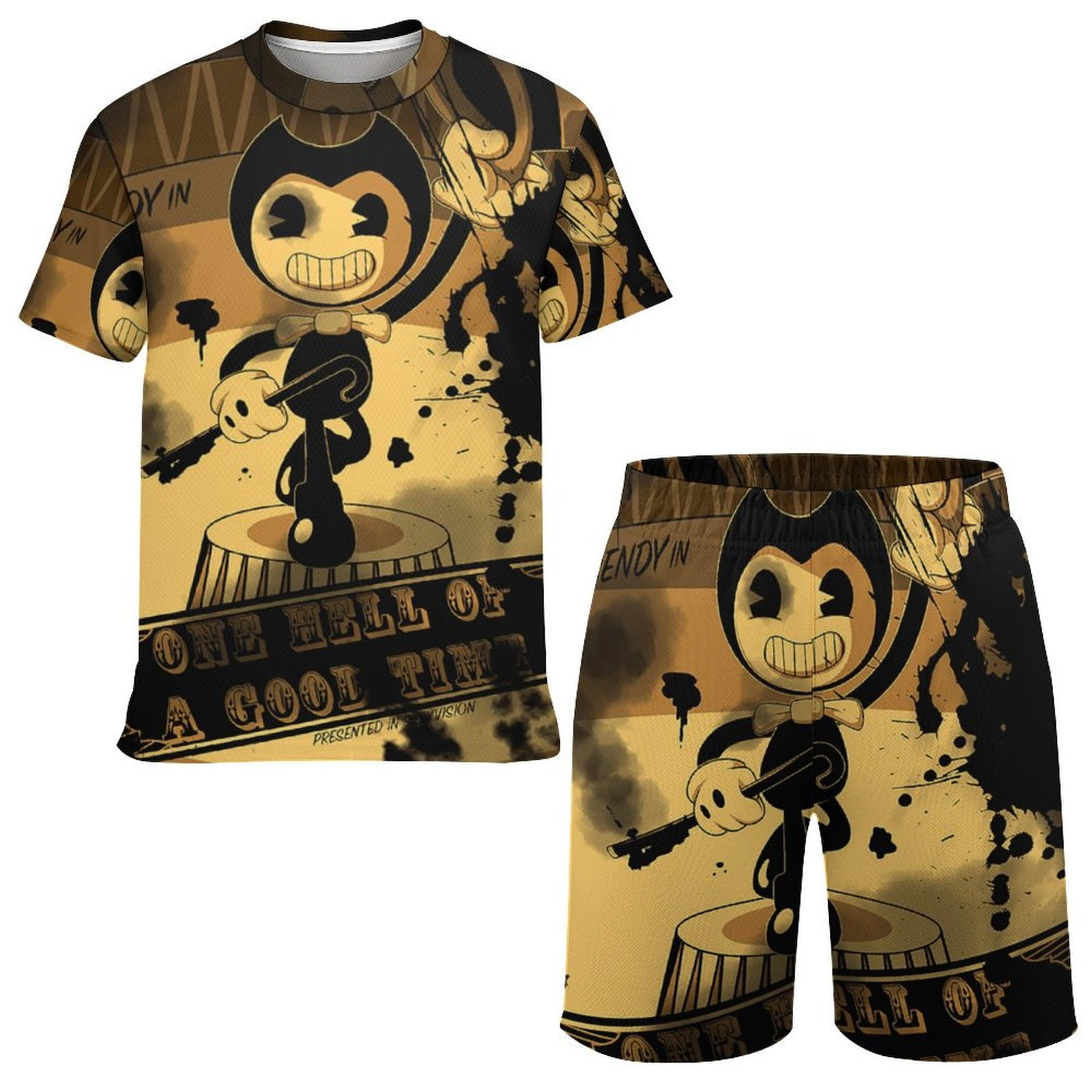 Bendy And The Ink Machine Boys Short Sleeve Mesh T-Shirt And Shorts ...