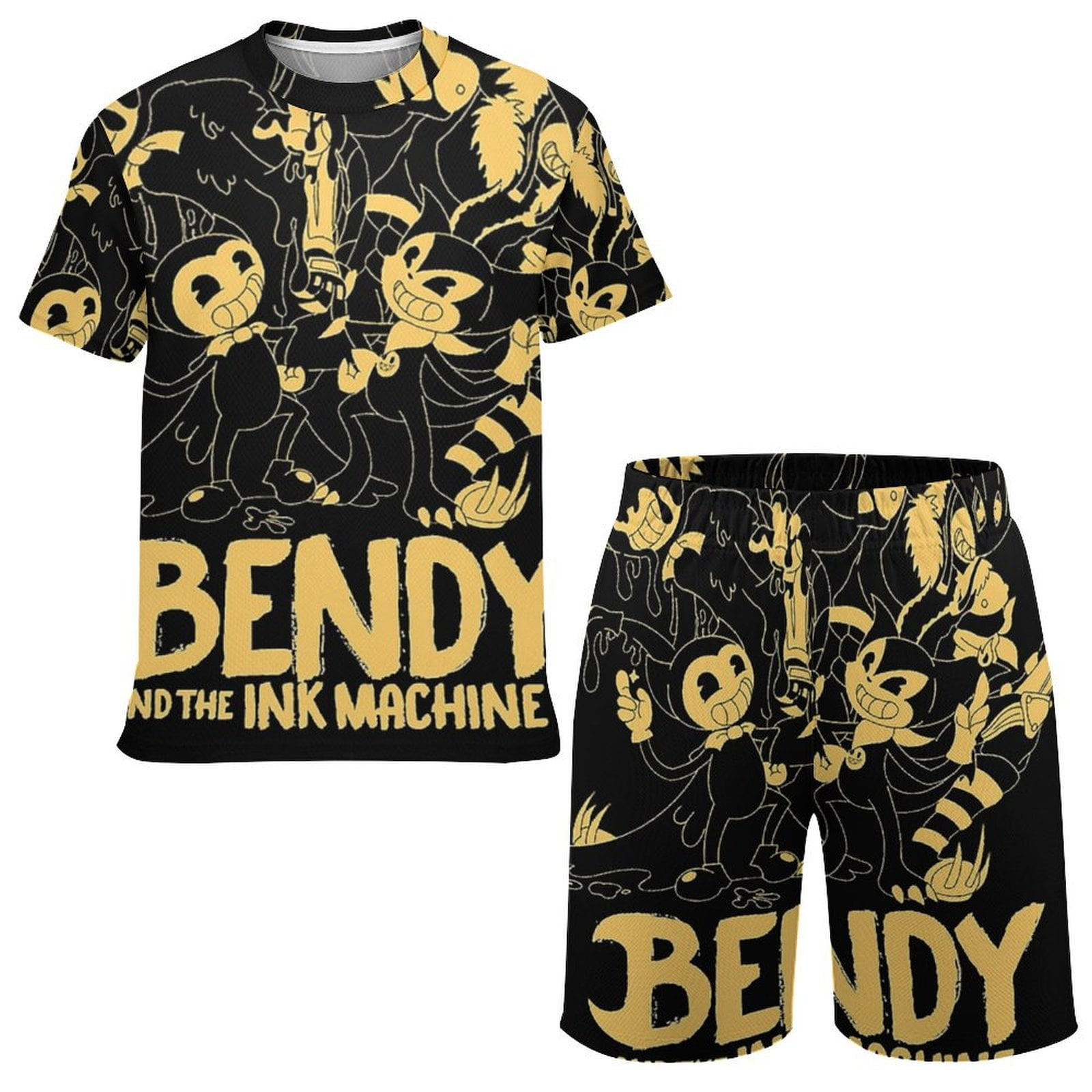 Bendy And The Ink Machine Boys Short Sleeve Mesh T-Shirt And Shorts ...