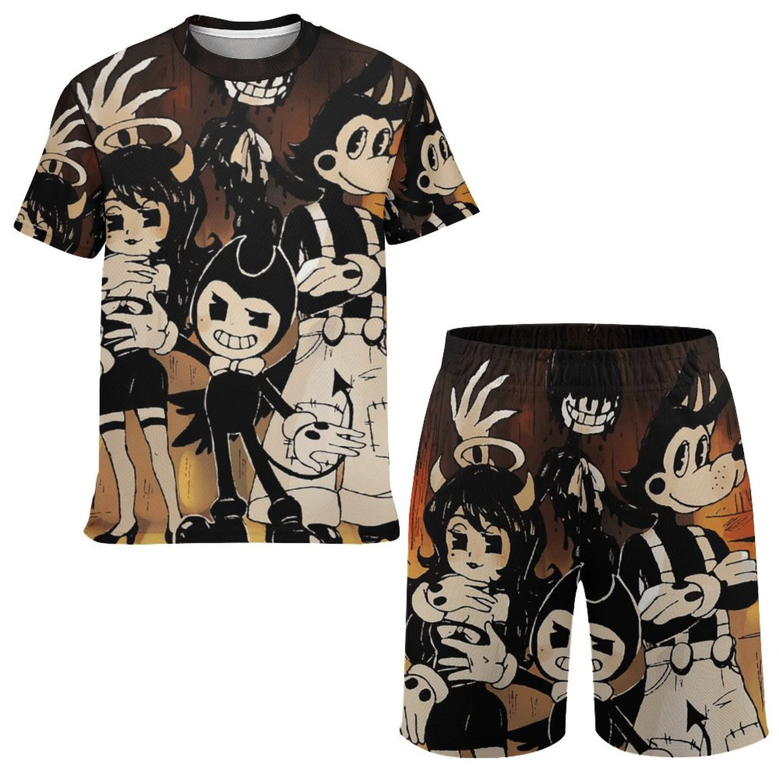 Bendy And The Ink Machine Boys Short Sleeve Mesh T-Shirt And Shorts ...