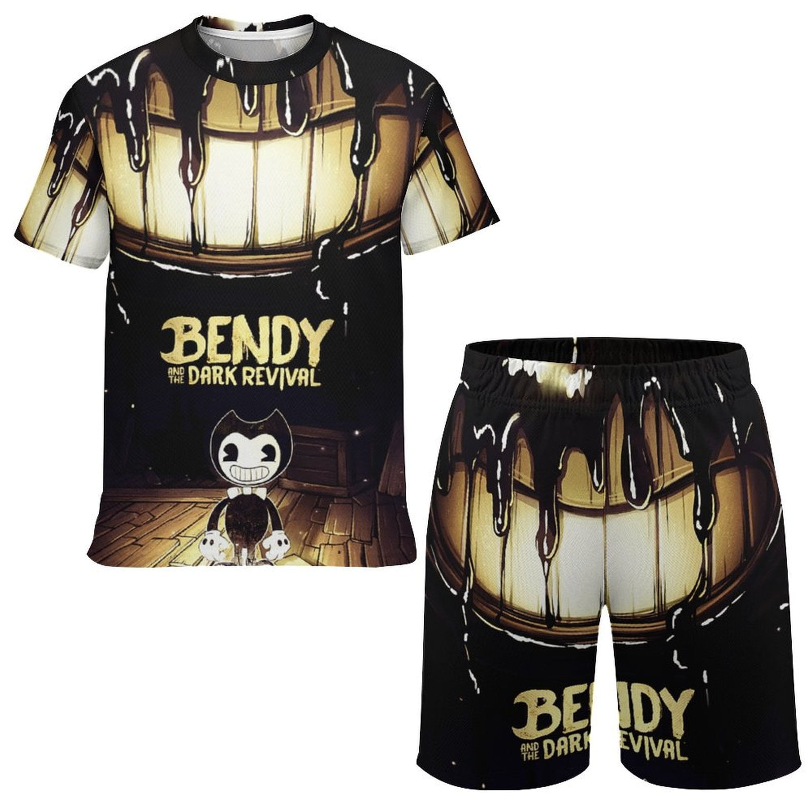 Bendy And The Ink Machine Boys Short Sleeve Mesh T-Shirt And Shorts ...