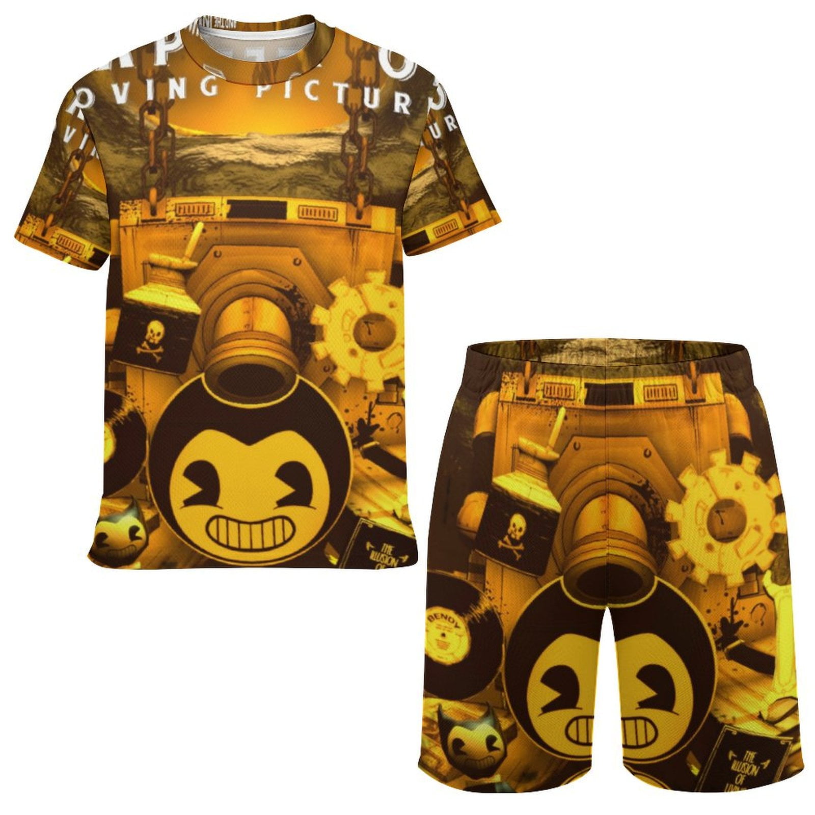 Bendy And The Ink Machine Boys Short Sleeve Mesh T-Shirt And Shorts ...