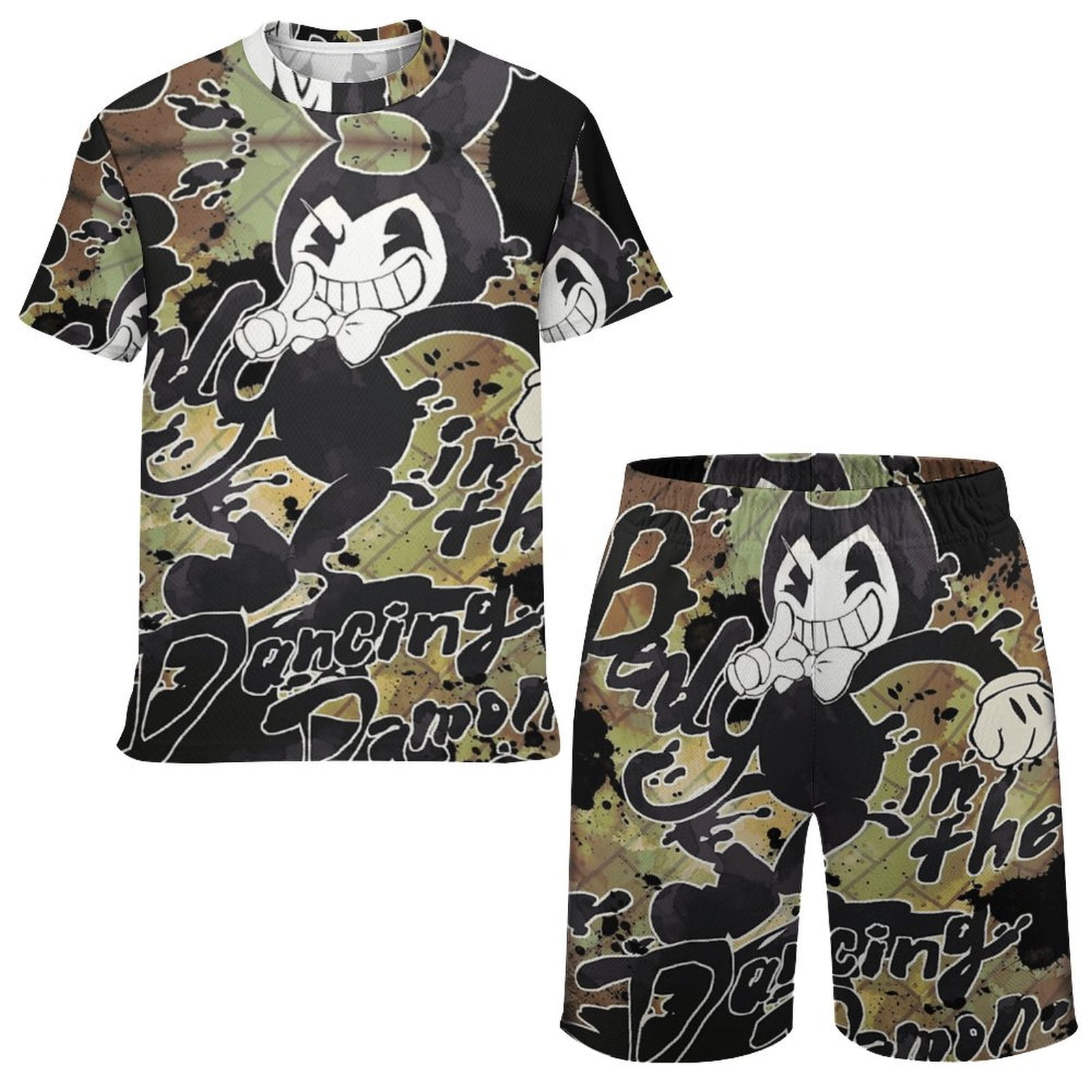 Bendy And The Ink Machine Boys Short Sleeve T-Shirt And Mesh Shorts ...