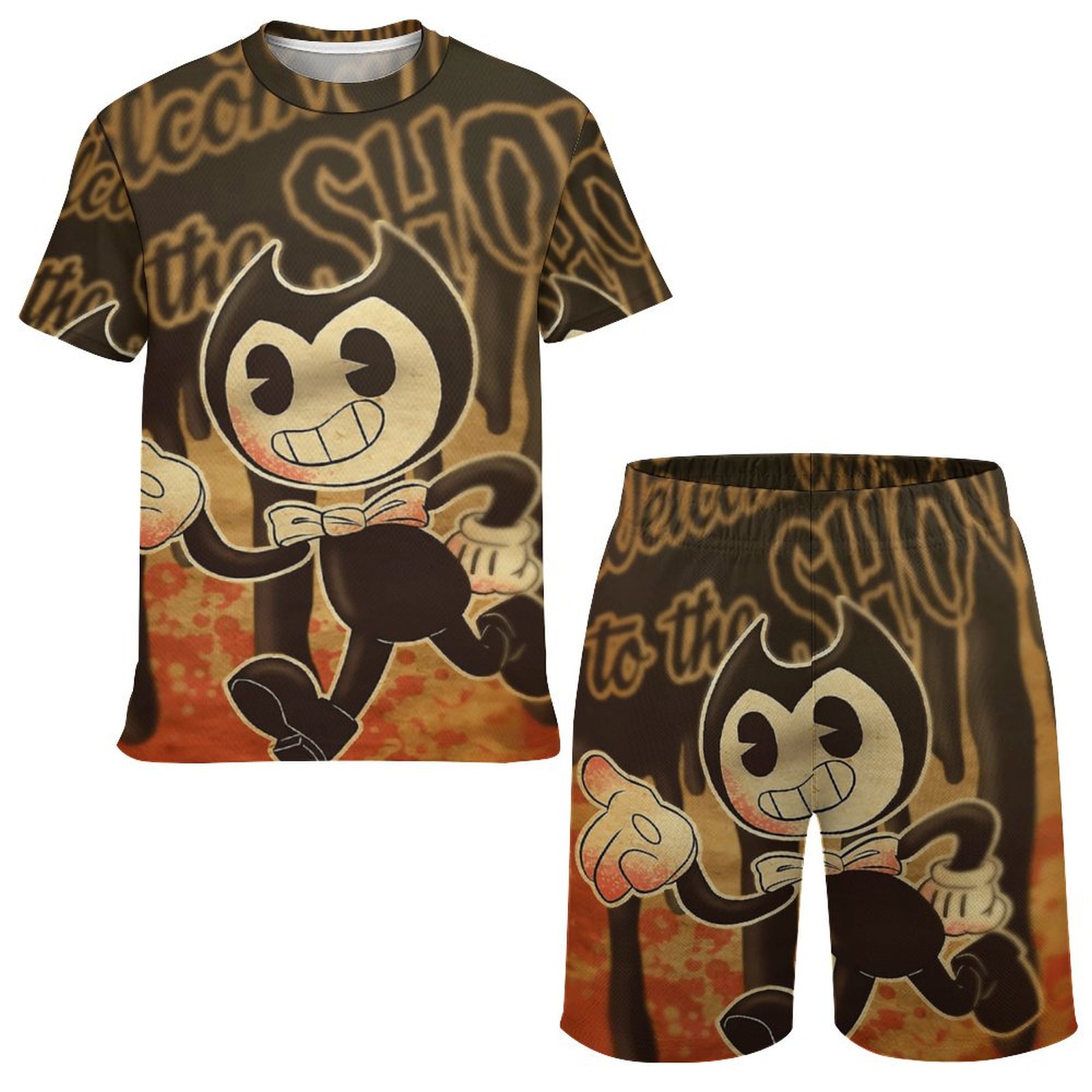 Bendy And The Ink Machine Boys Short Sleeve T-Shirt And Mesh Shorts ...