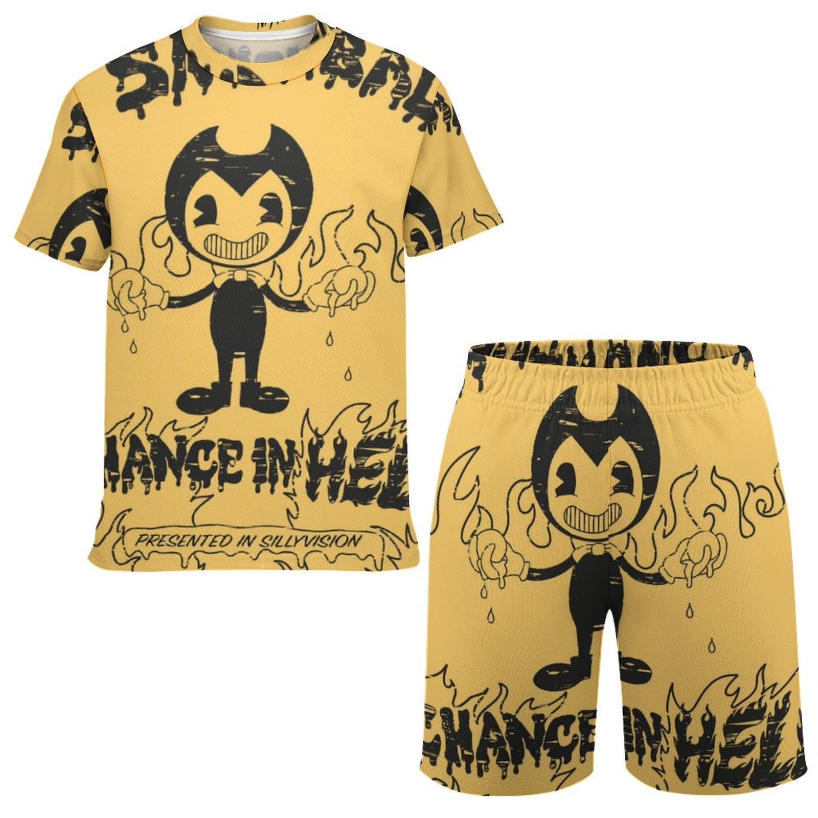 Bendy And The Ink Machine Boys Short Sleeve T-Shirt And Mesh Shorts ...