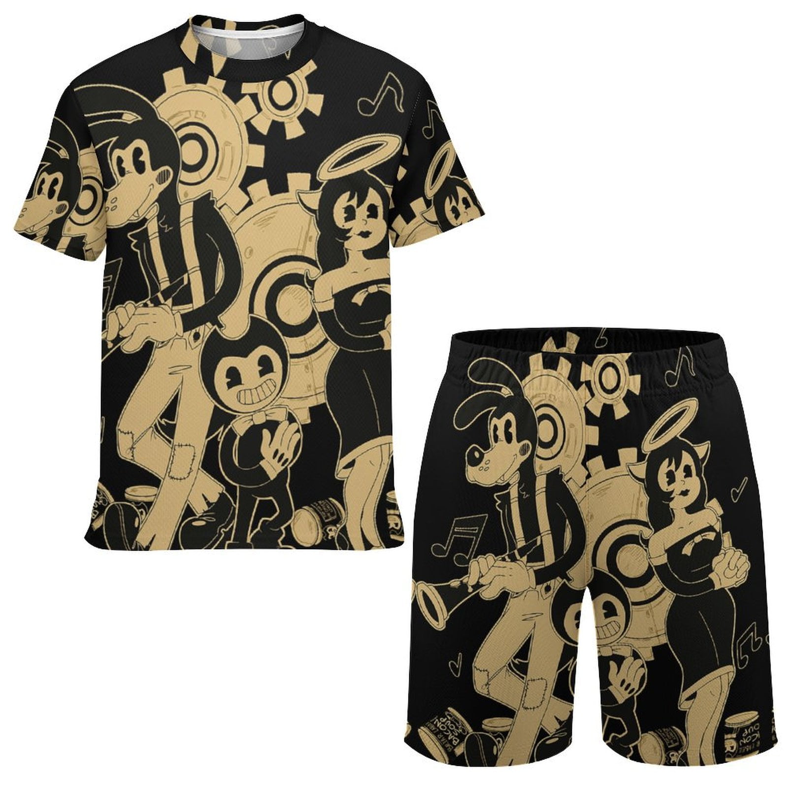 Bendy And The Ink Machine Boys Short Sleeve T-Shirt And Mesh Shorts ...