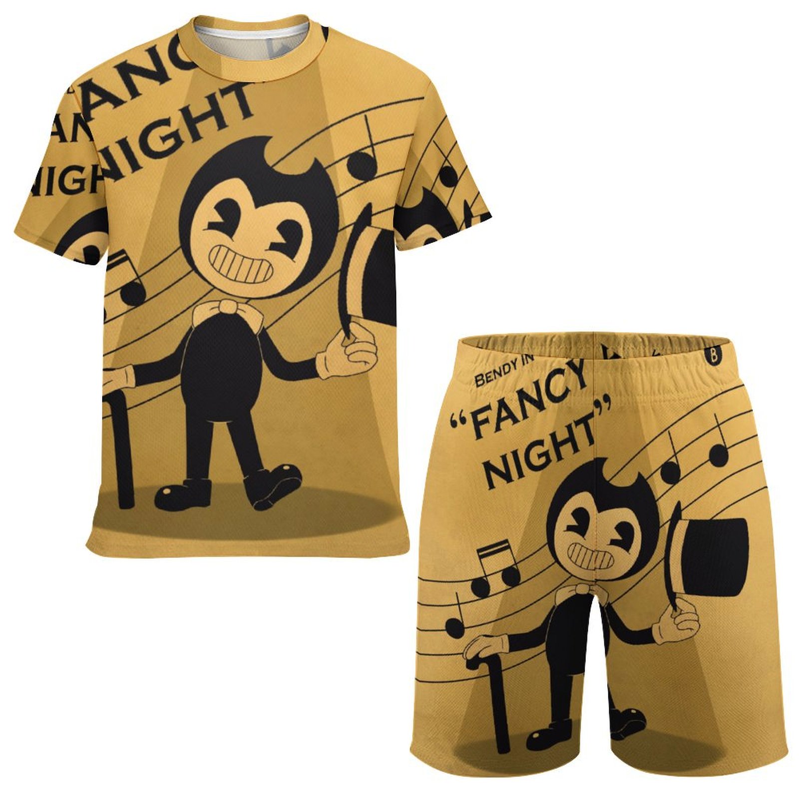 Bendy And The Ink Machine Boys Short Sleeve T-Shirt And Mesh Shorts ...