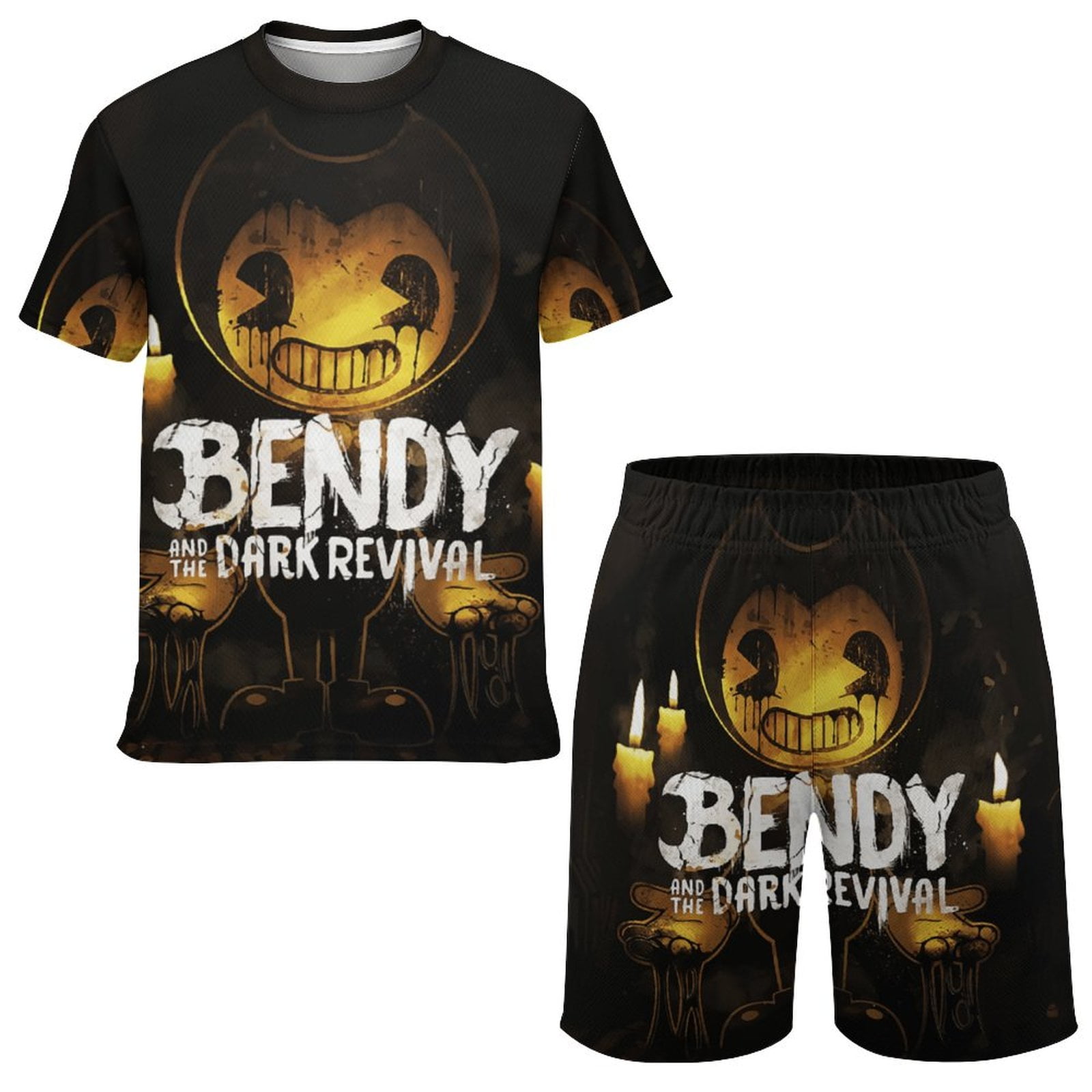 Bendy And The Ink Machine Boys Short Sleeve T-Shirt And Mesh Shorts ...